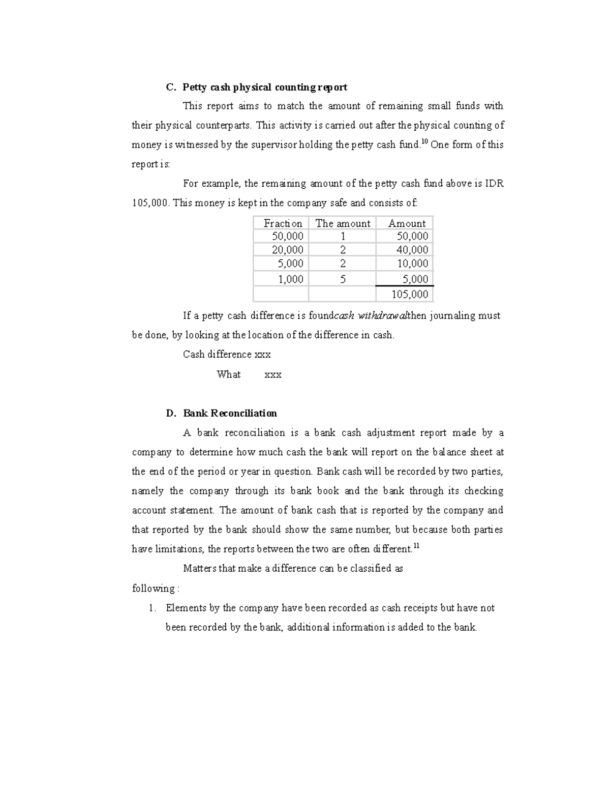 Accounting n-6 - learning - C. Petty cash physical counting report This ...