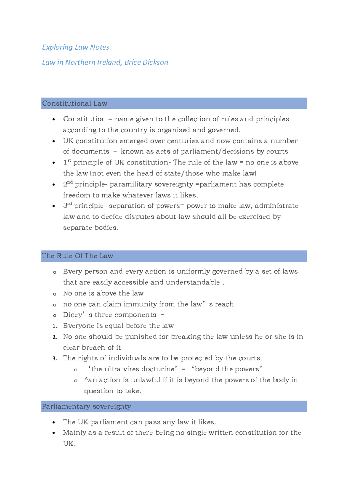 Exploring Law Notes - Summary of the legal system - Exploring Law Notes ...
