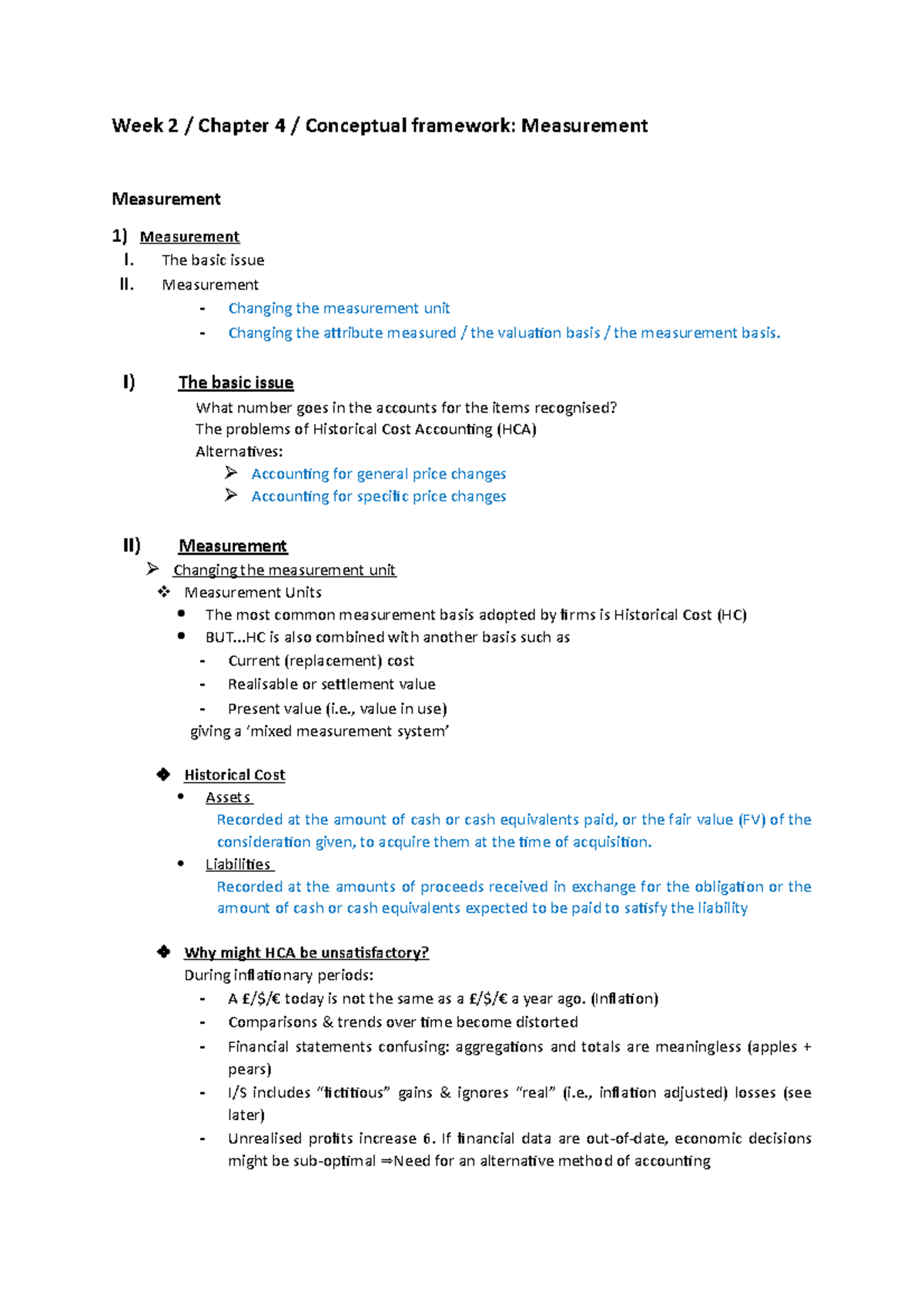 Week 2 - Chapter 4 - Week 2 / Chapter 4 / Conceptual framework: Measurement Measurement 1) - Studocu