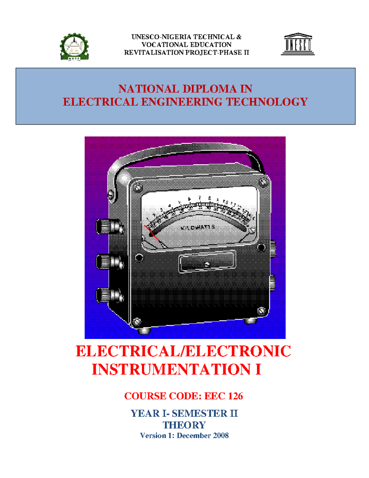 EEC 126 Instrumentation 1 Theory for basic instrumentation - Studocu