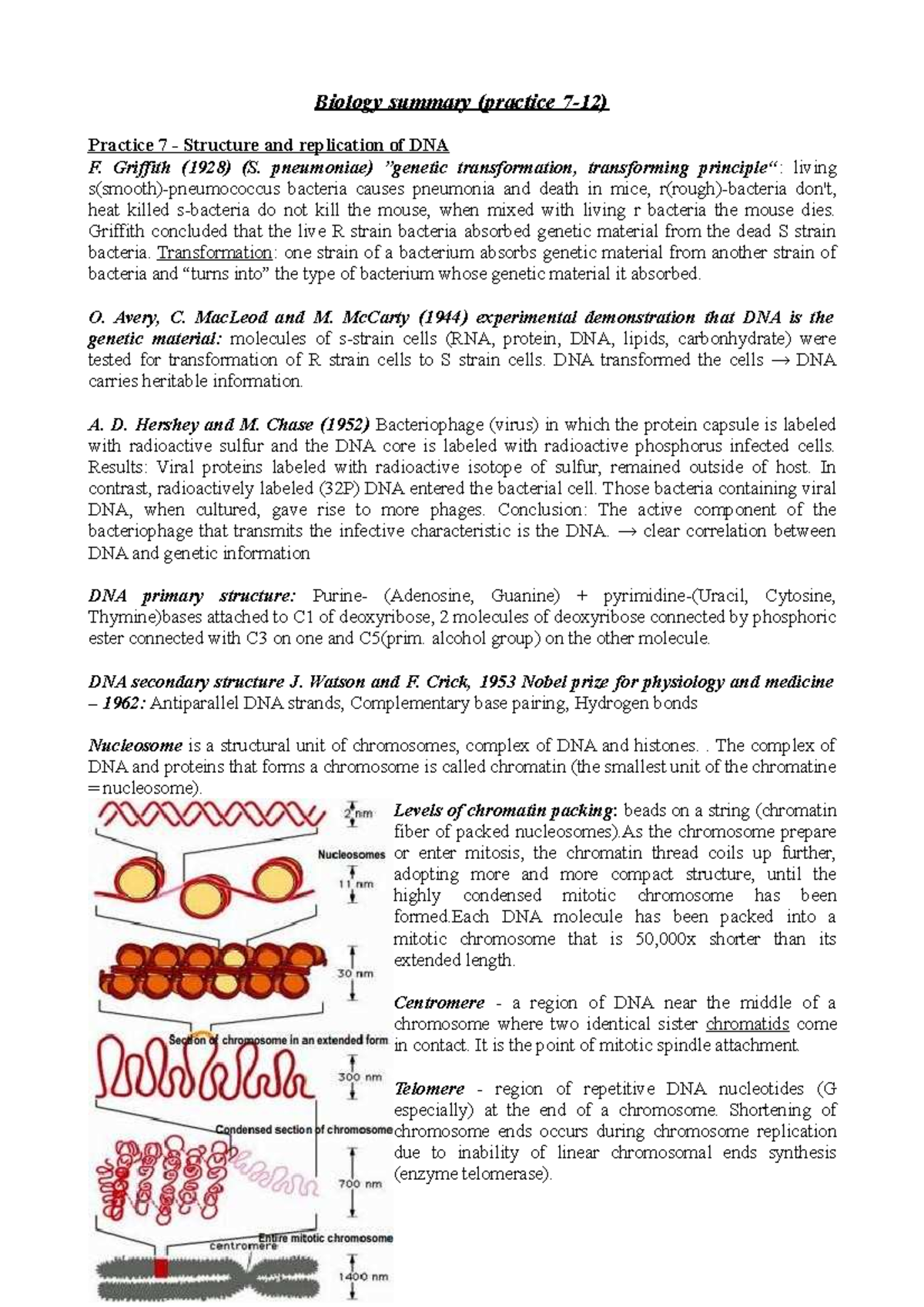 Biology summary practice 7 12 - Biology summary (practice 7-12 ...
