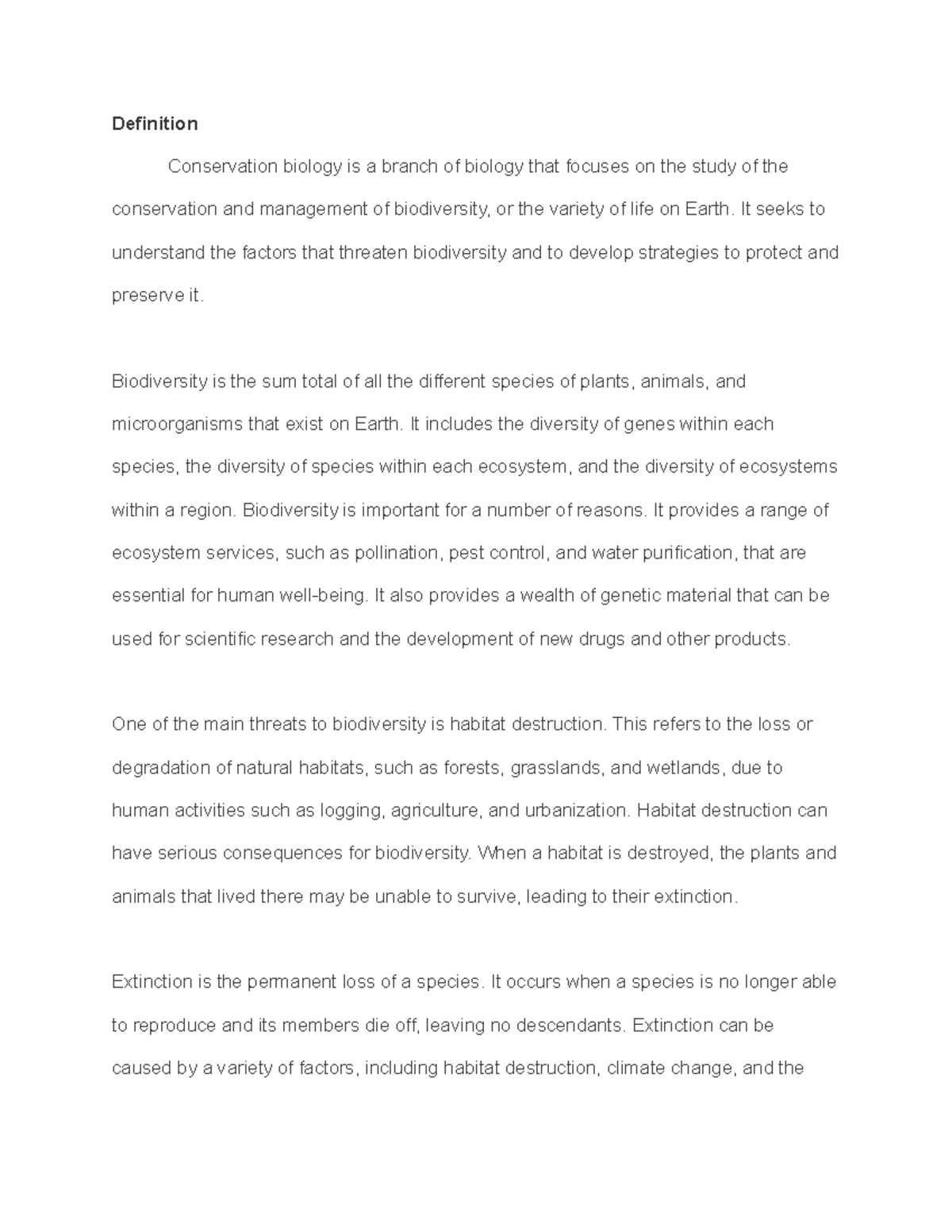 Conservation biology course outline: intro - Definition Conservation ...