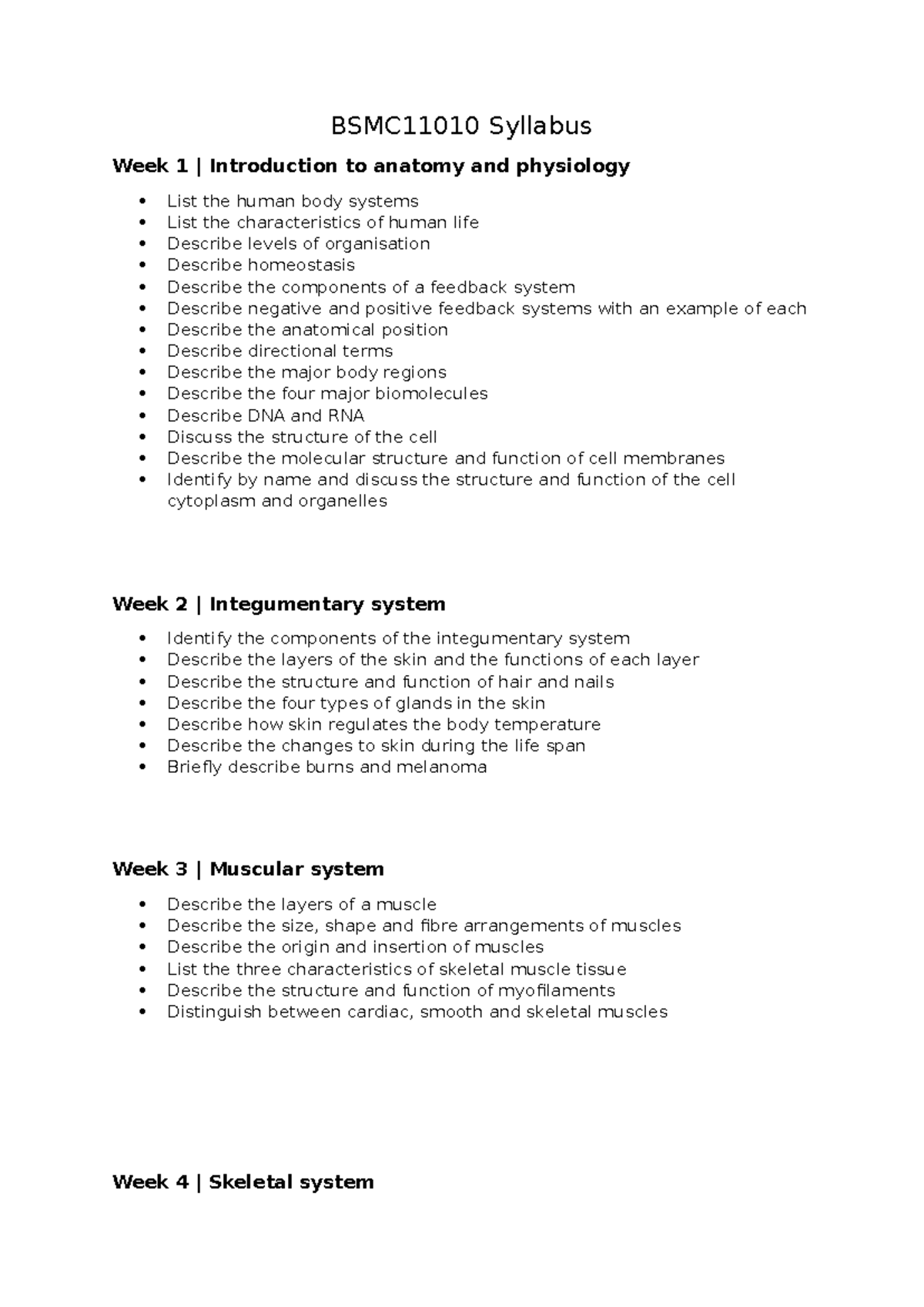 BSMC11010 Syllabus - summaries of each learning objective! - BSMC11010 ...