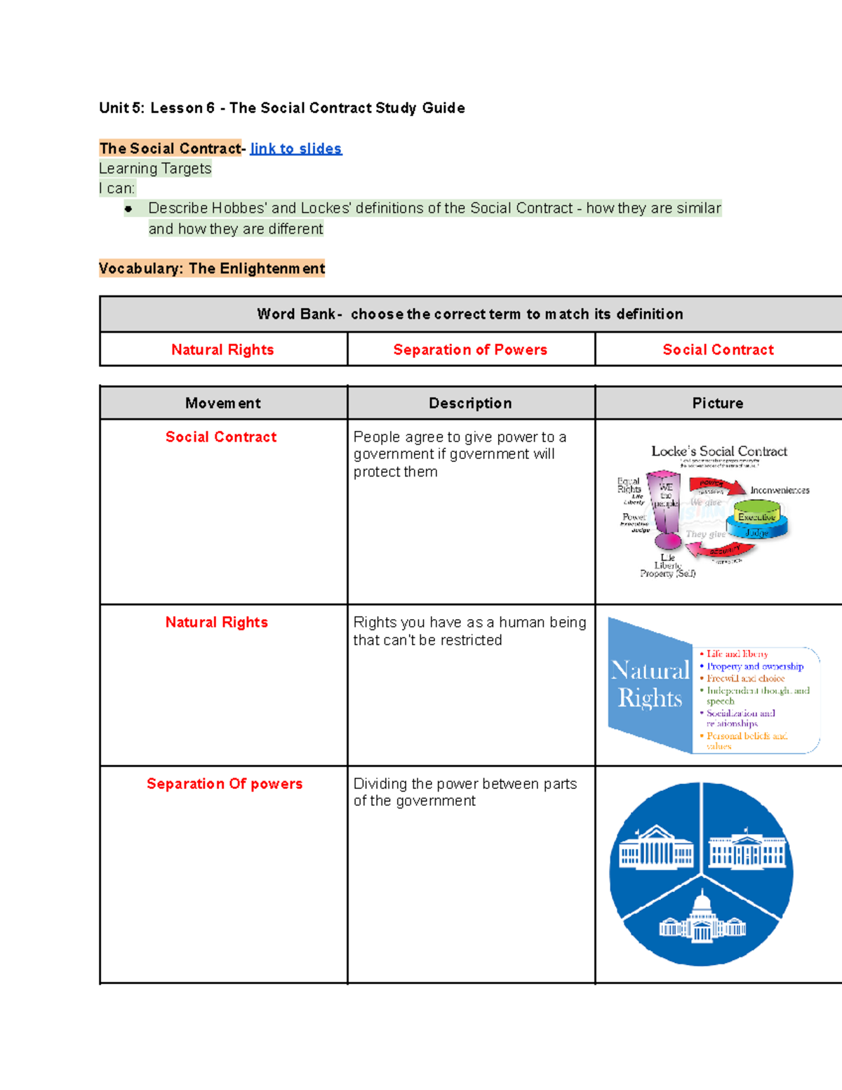 Autumn Sow - Social Contract Note Guide - 17413062 - Unit 5: Lesson 6 ...