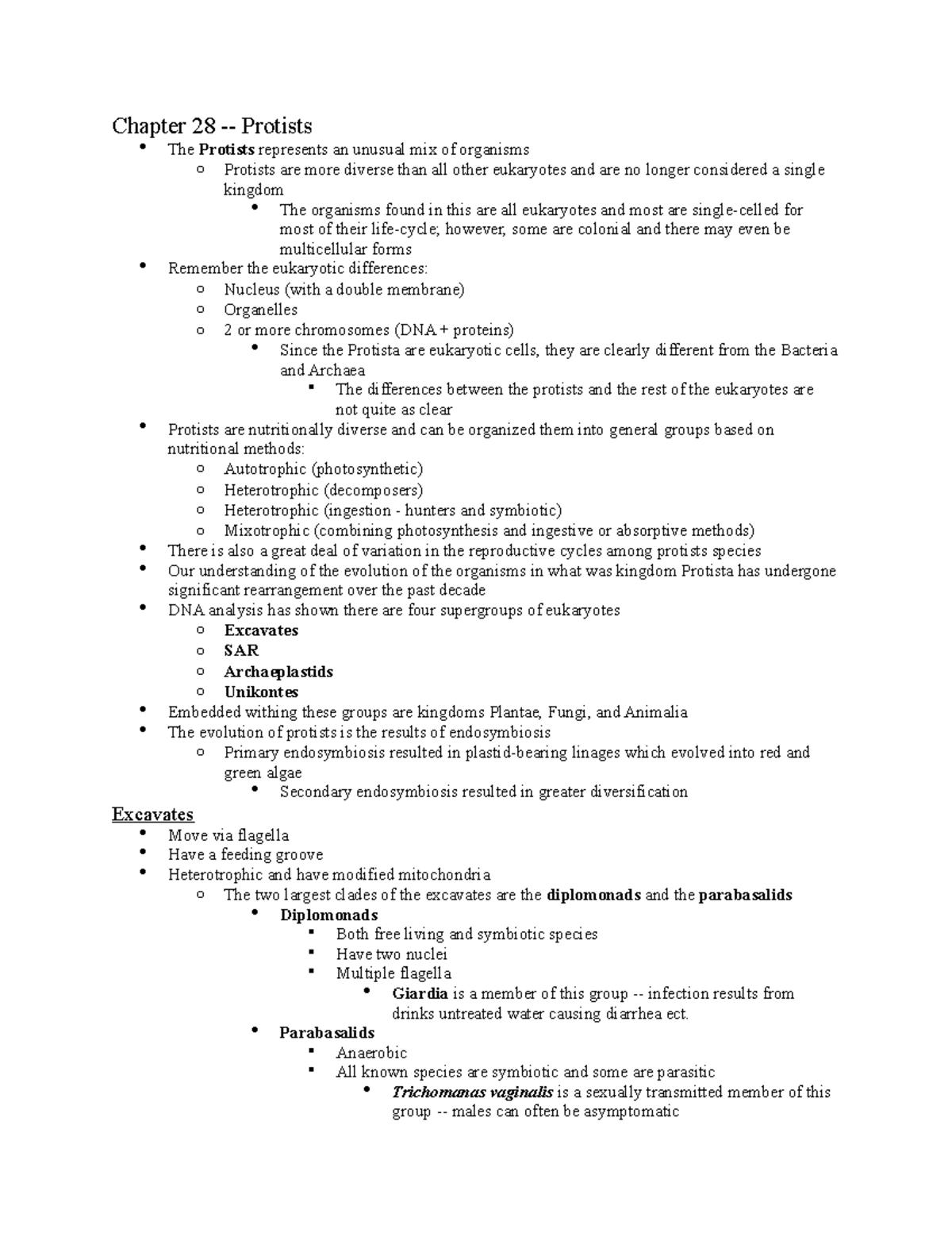 chpt. 28 - protists - Chapter 28 - Protists The Protists represents an ...