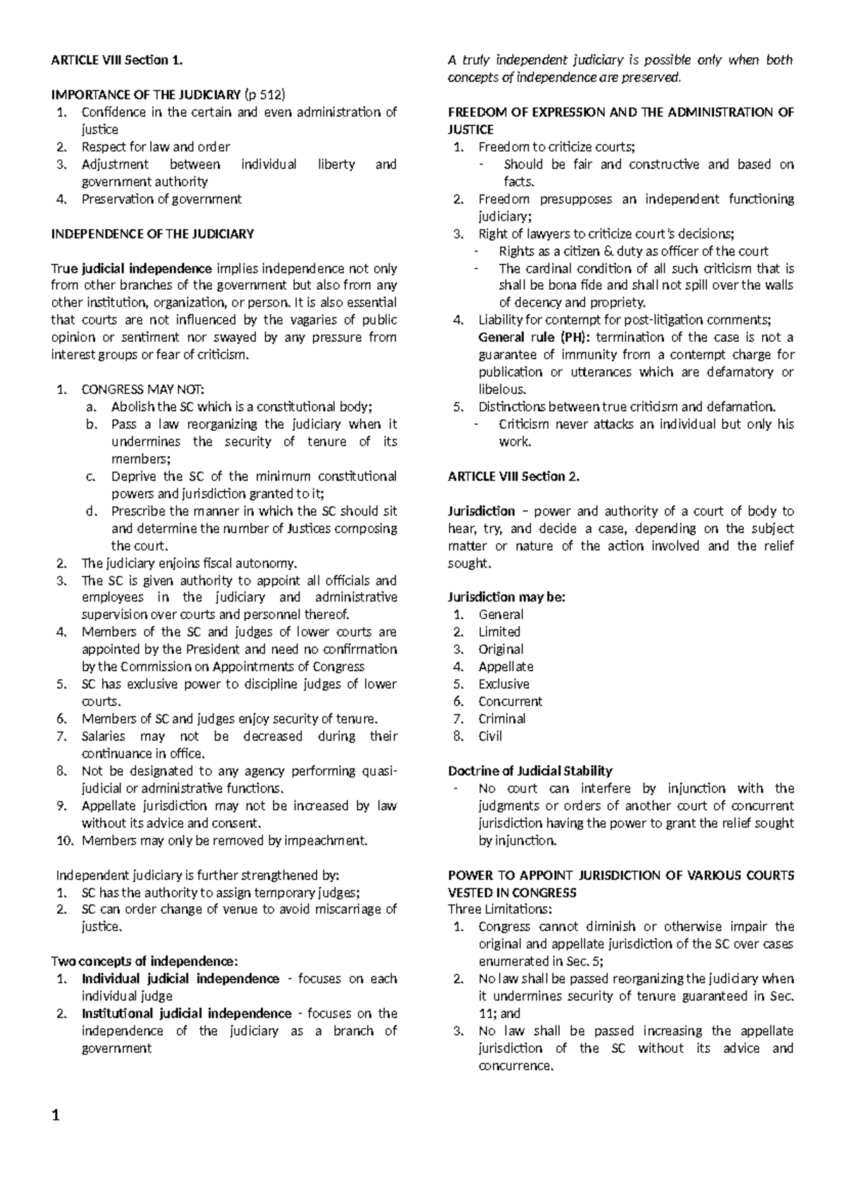 DE LEON Book 2 - Consti I - Article VIII (Sec. 2-16) - ARTICLE VIII ...