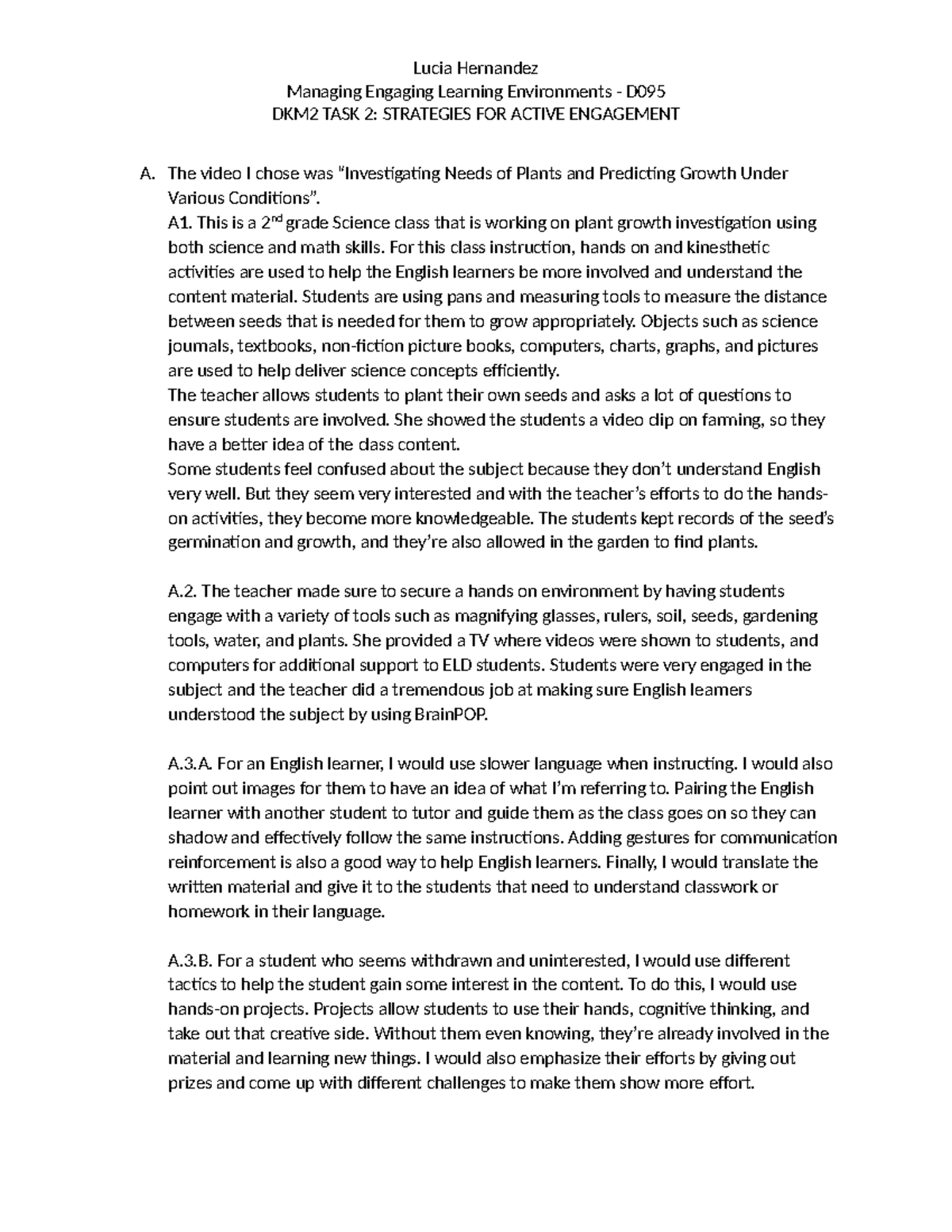 DKM2- TASK 2 - dkm2 task 2 - Managing Engaging Learning Environments ...