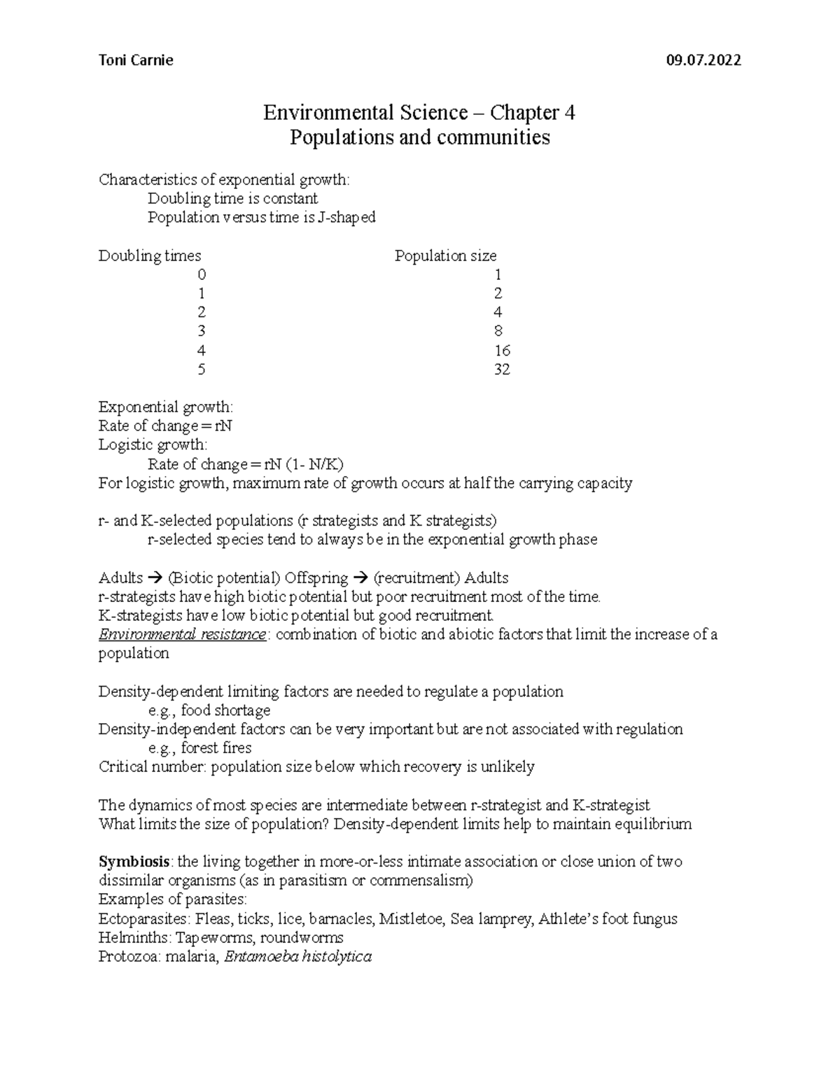 ENVS - Chapter 4 - Toni Carnie 09. Environmental Science – Chapter 4 ...