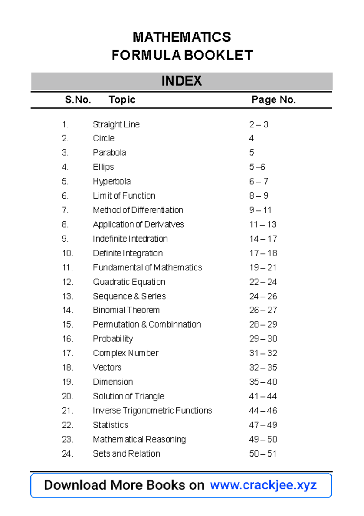 Mathematics Formula Handbook by Competishun crackjee xyz 1 - S. Topic ...