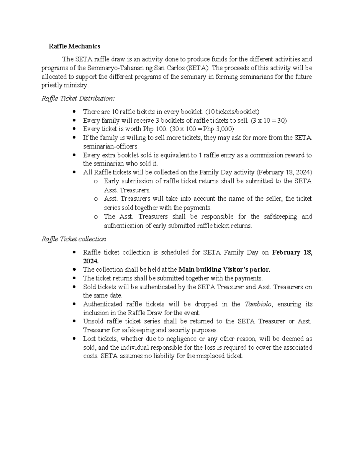 Raffle-Mechanics - Raffle Mechanics The SETA raffle draw is an activity ...