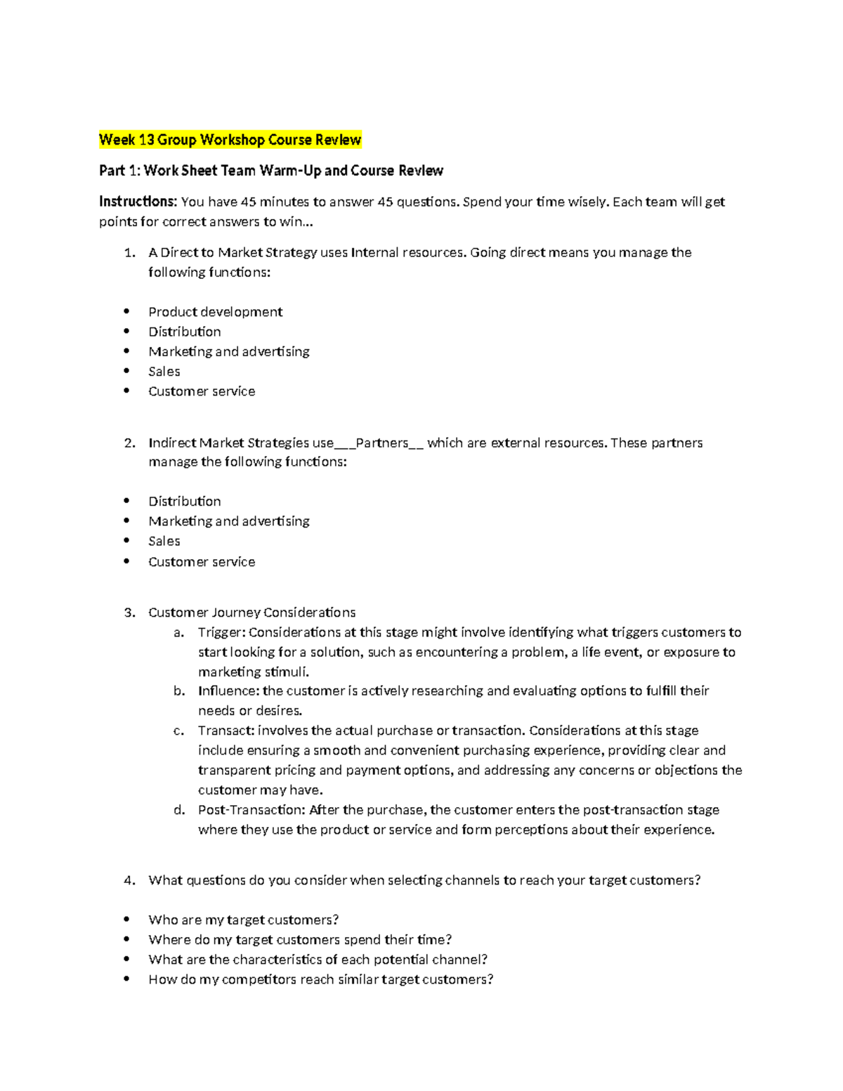 Week 12 Group Workshop Assignment Group 4 - Week 13 Group Workshop Course Review Part 1: Work ...