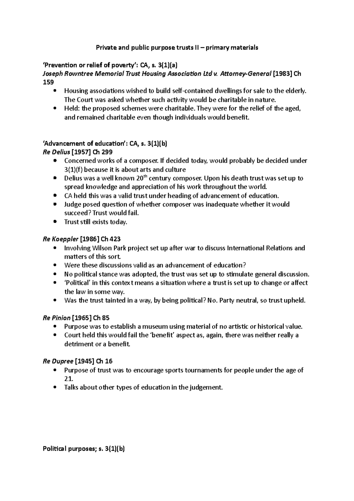 Private and public purpose trusts II primary materials - Private and ...