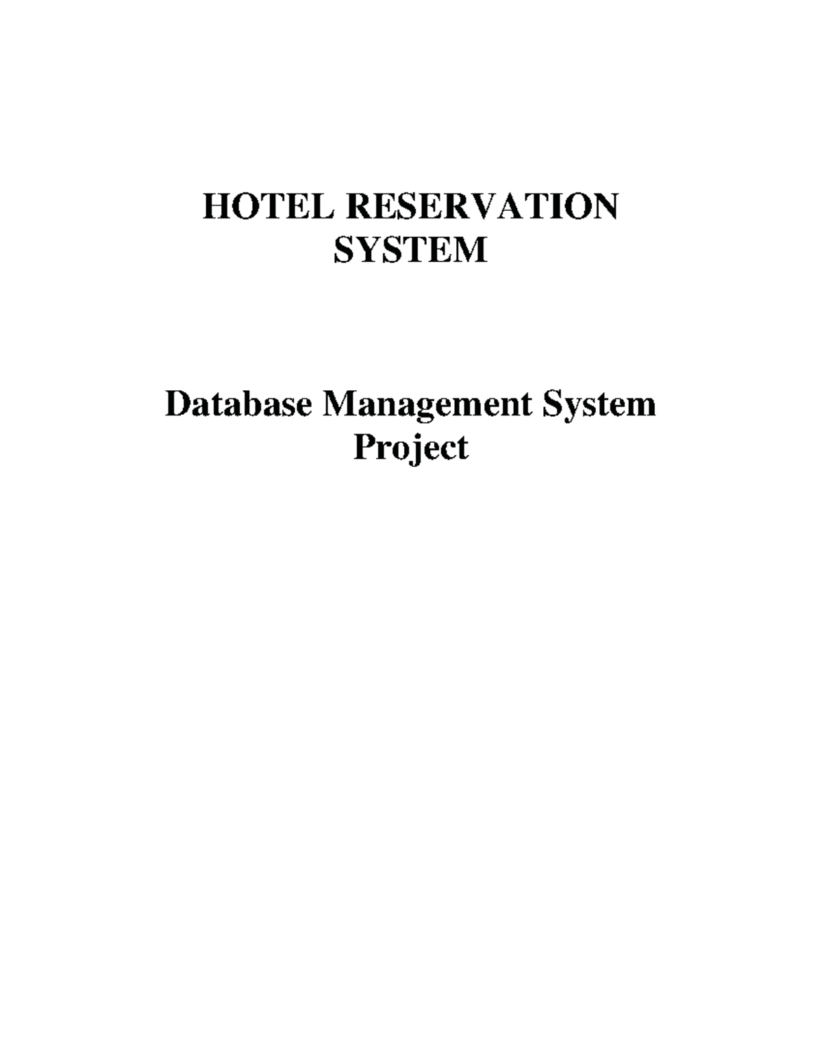 Hotel Reservation System Database Manage - HOTEL RESERVATION SYSTEM ...