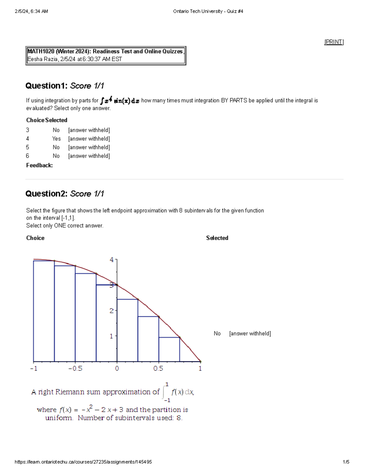 Quiz 4 try 3 - Mobius quiz - [PRINT] MATH1020 (Winter 2024): Readiness ...