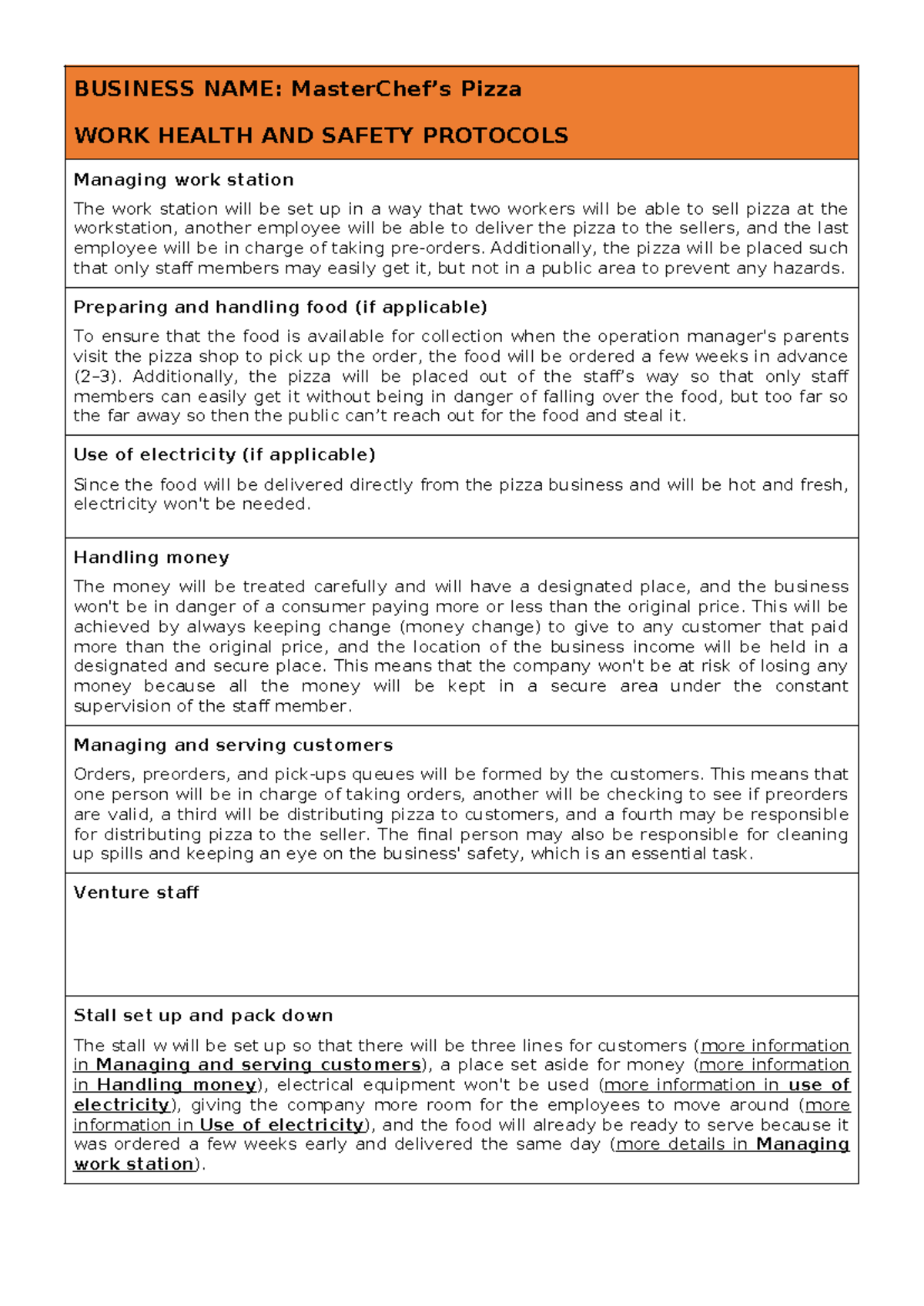 Work Health and Safety Protocols Template-2 - BUSINESS NAME: MasterChef ...
