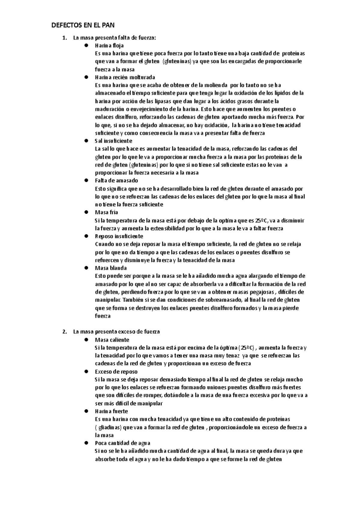 Seminario Defectos pan resumido - DEFECTOS EN EL PAN La masa presenta ...