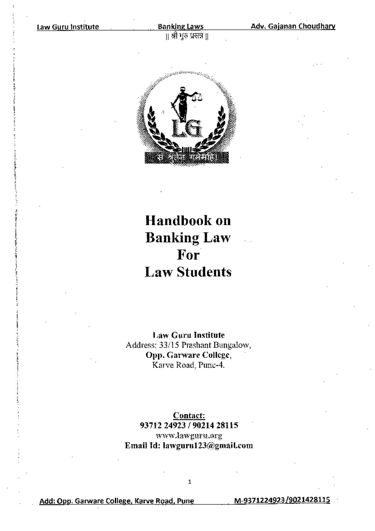 Banking Law.Law Guru - vaav - Integrated law - Studocu