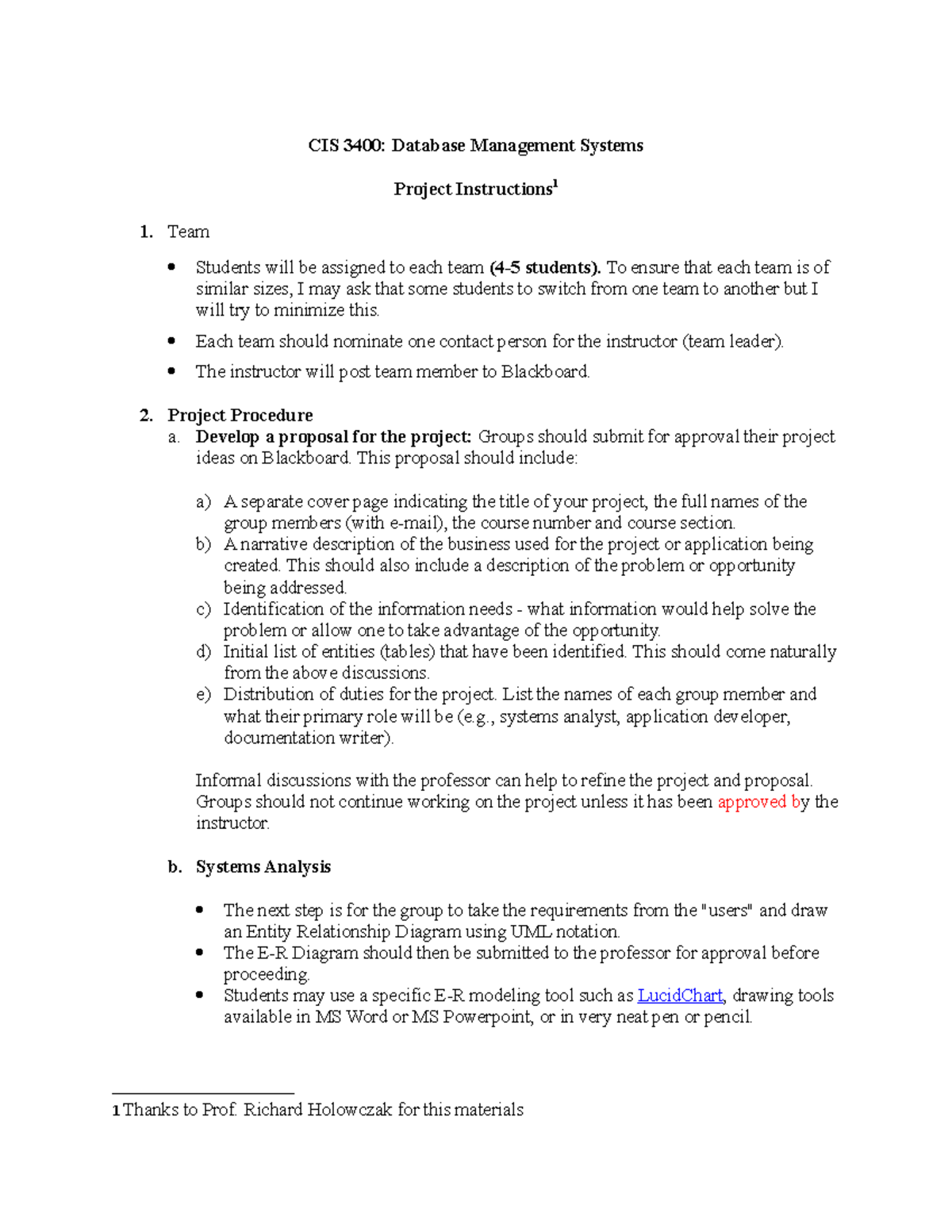 CIS 3400 Team Project Instructions AA - CIS 3400: Database Management Systems Project ...