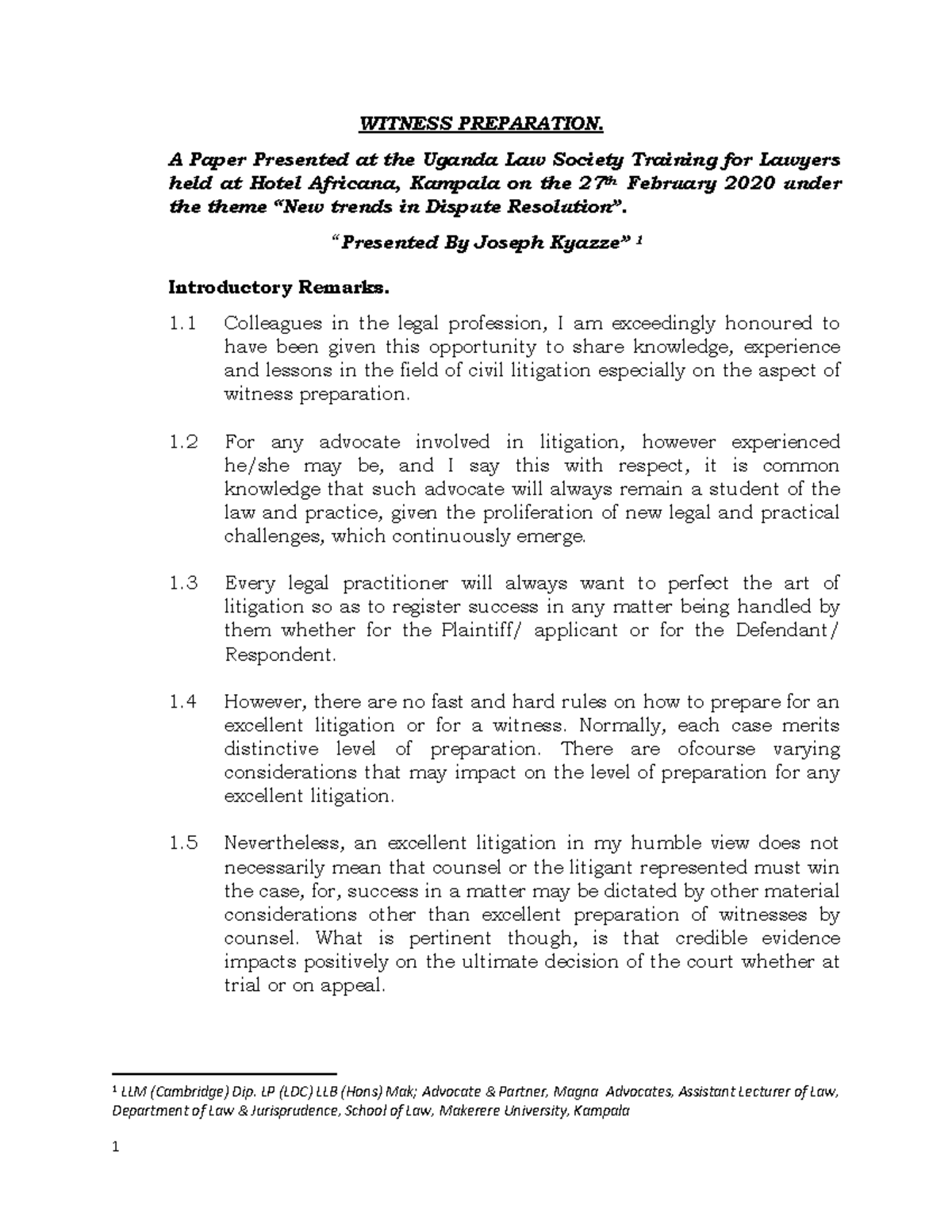 Witness-Preparation - Evidence law II concerning witnesses - WITNESS ...