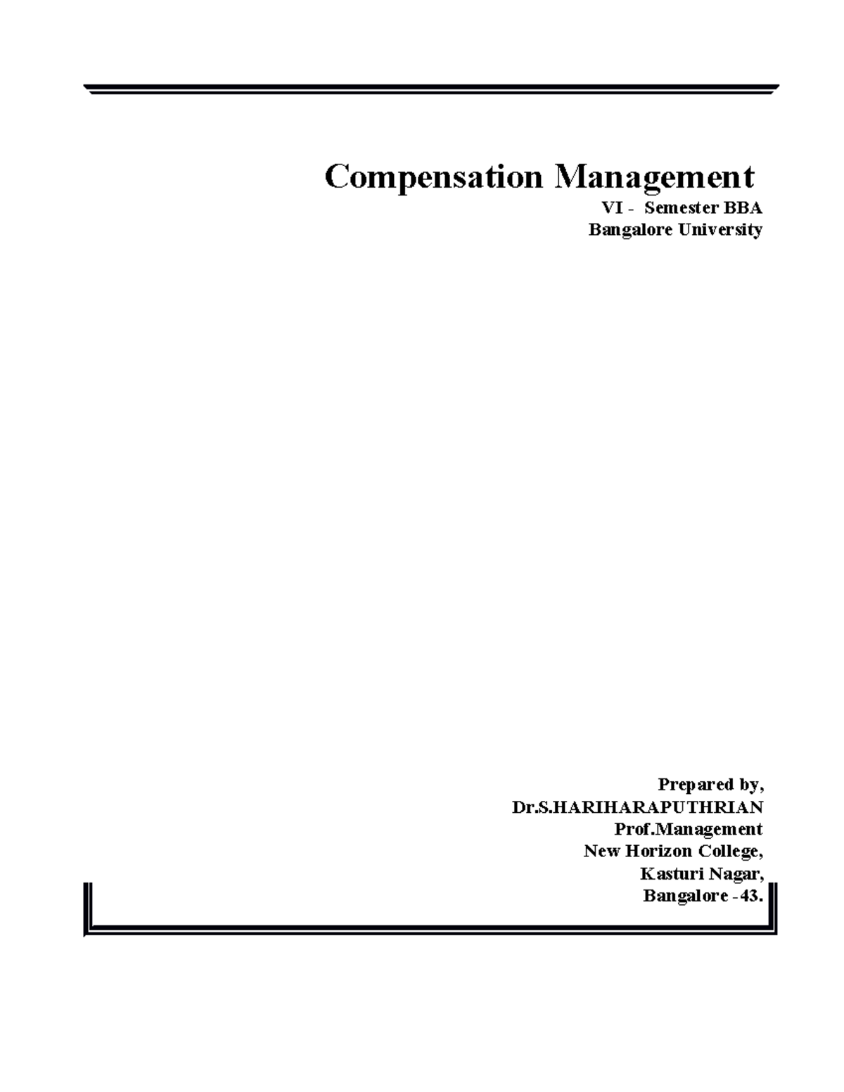 IV-BBA-BBA-Comp.Mgt - Notes - Compensation Management VI - Semester BBA ...