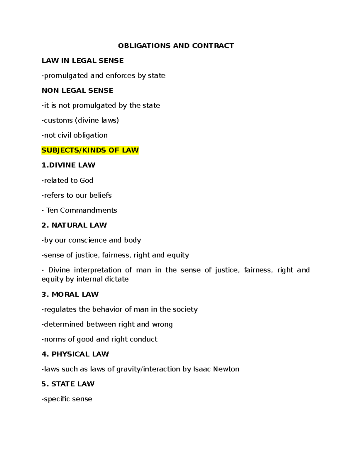 Oblicon- Summary - OBLIGATIONS AND CONTRACT LAW IN LEGAL SENSE ...