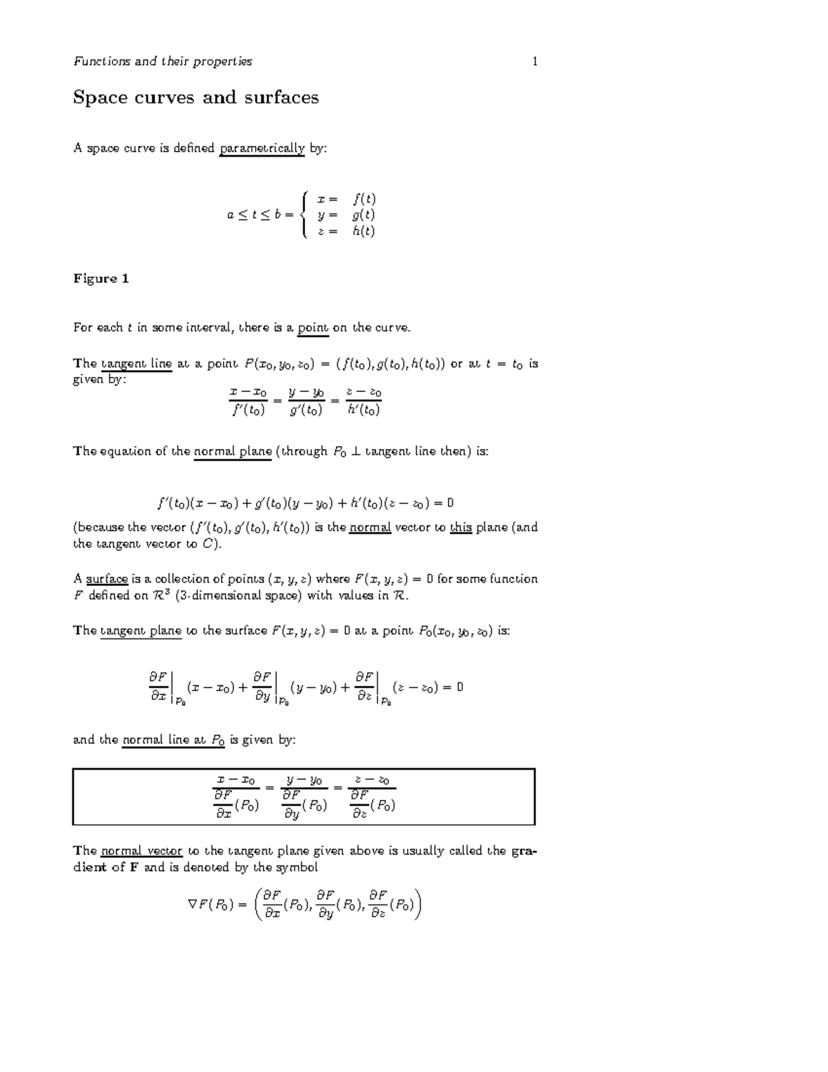 Space curves and surfaces - 1998 - Functions and their properties 1 ...
