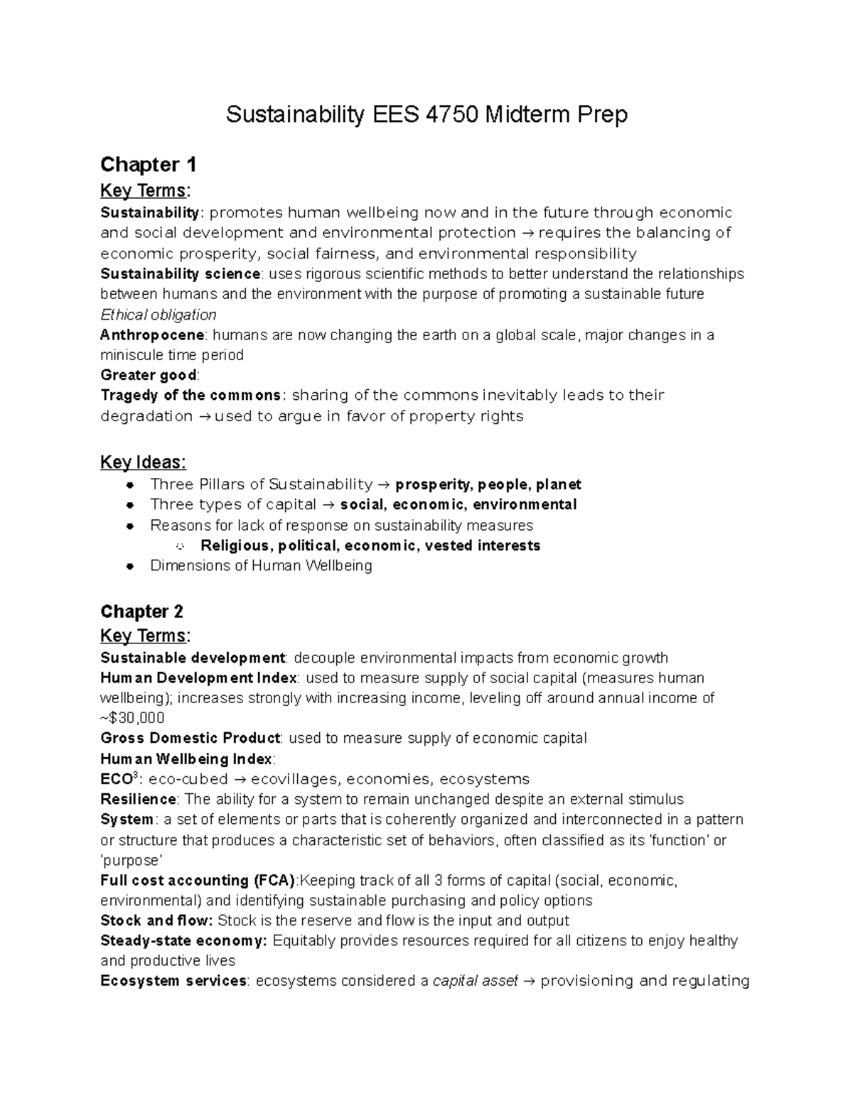 EES 4750 Midterm Study Guide - Sustainability EES 4750 Midterm Prep ...