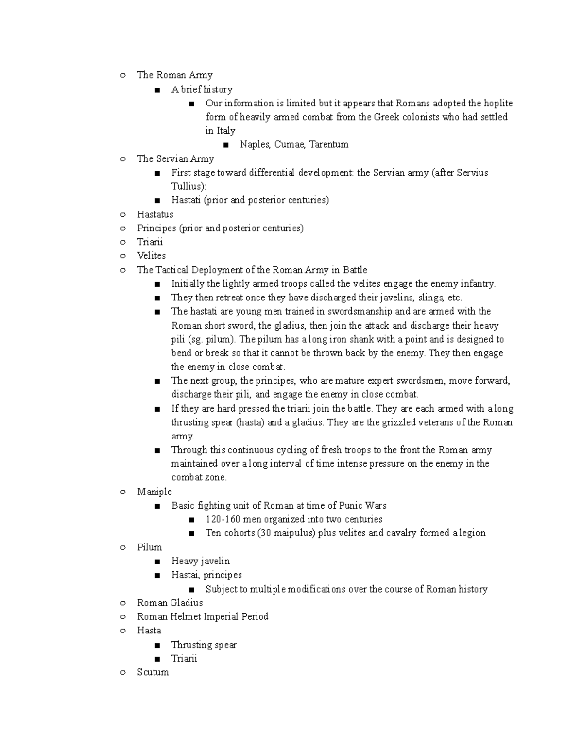 Chapter Twenty - notes - The Roman Army A brief history Our information ...