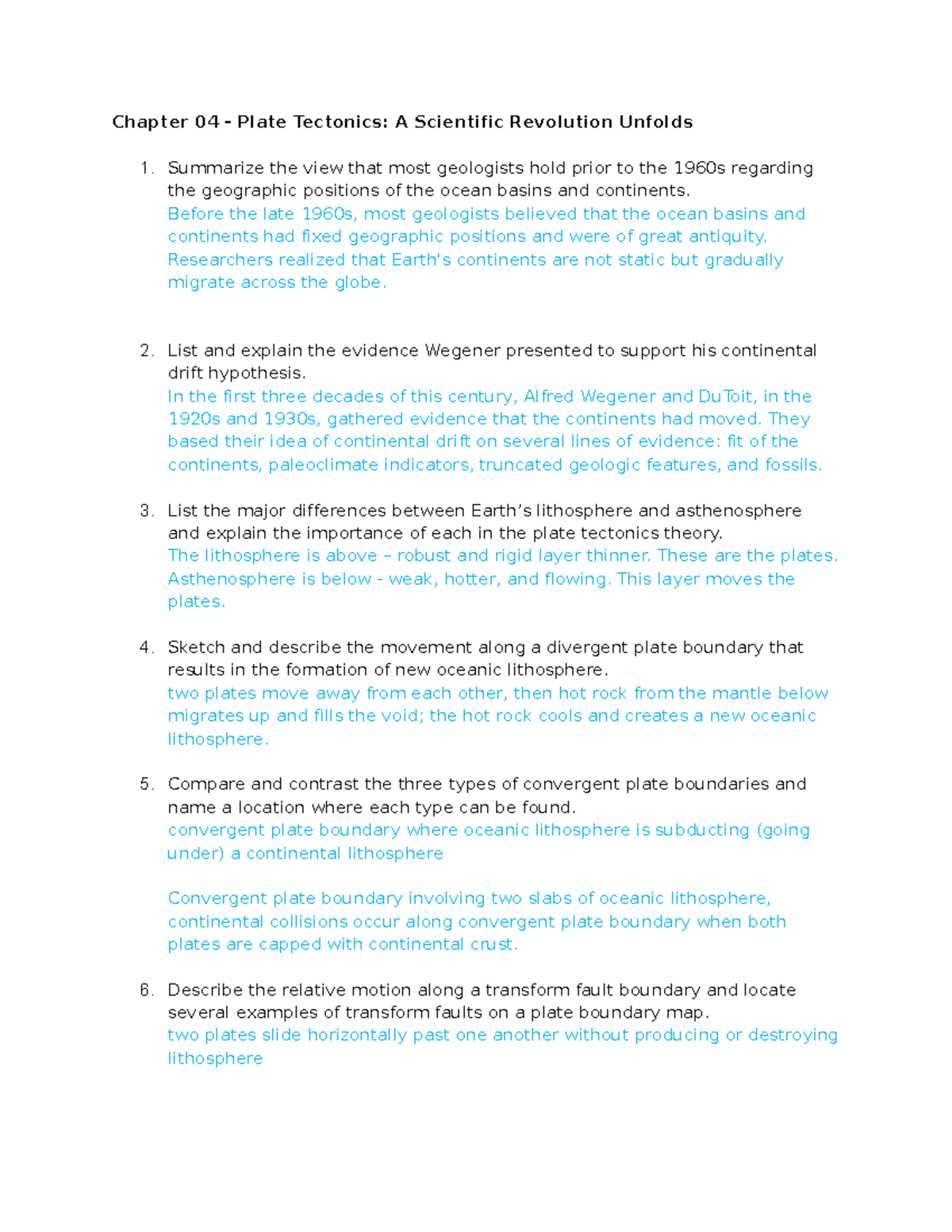Ch-4 - Chapter Outline - Chapter 04 - Plate Tectonics: A Scientific ...