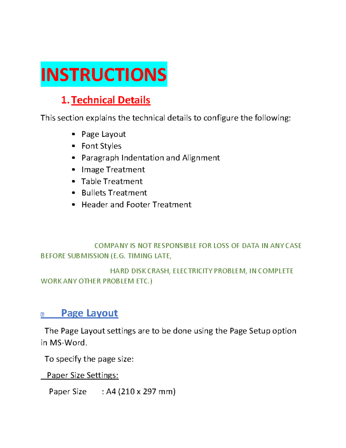 Guidelines 20 Paper 20 Toptech 20 Softline - INSTRUCTIONS 1. Technical Details This section ...