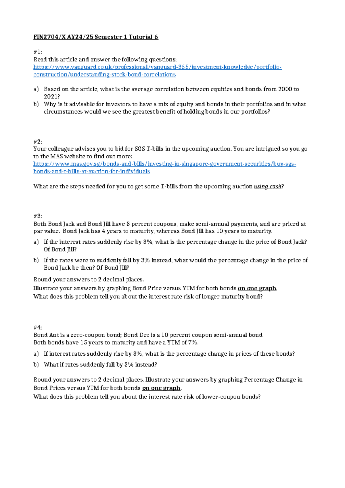 FIN2704 AY24-25 Sem1 Tutorial 6 Questions - FIN2704/X AY24/25 Semester ...
