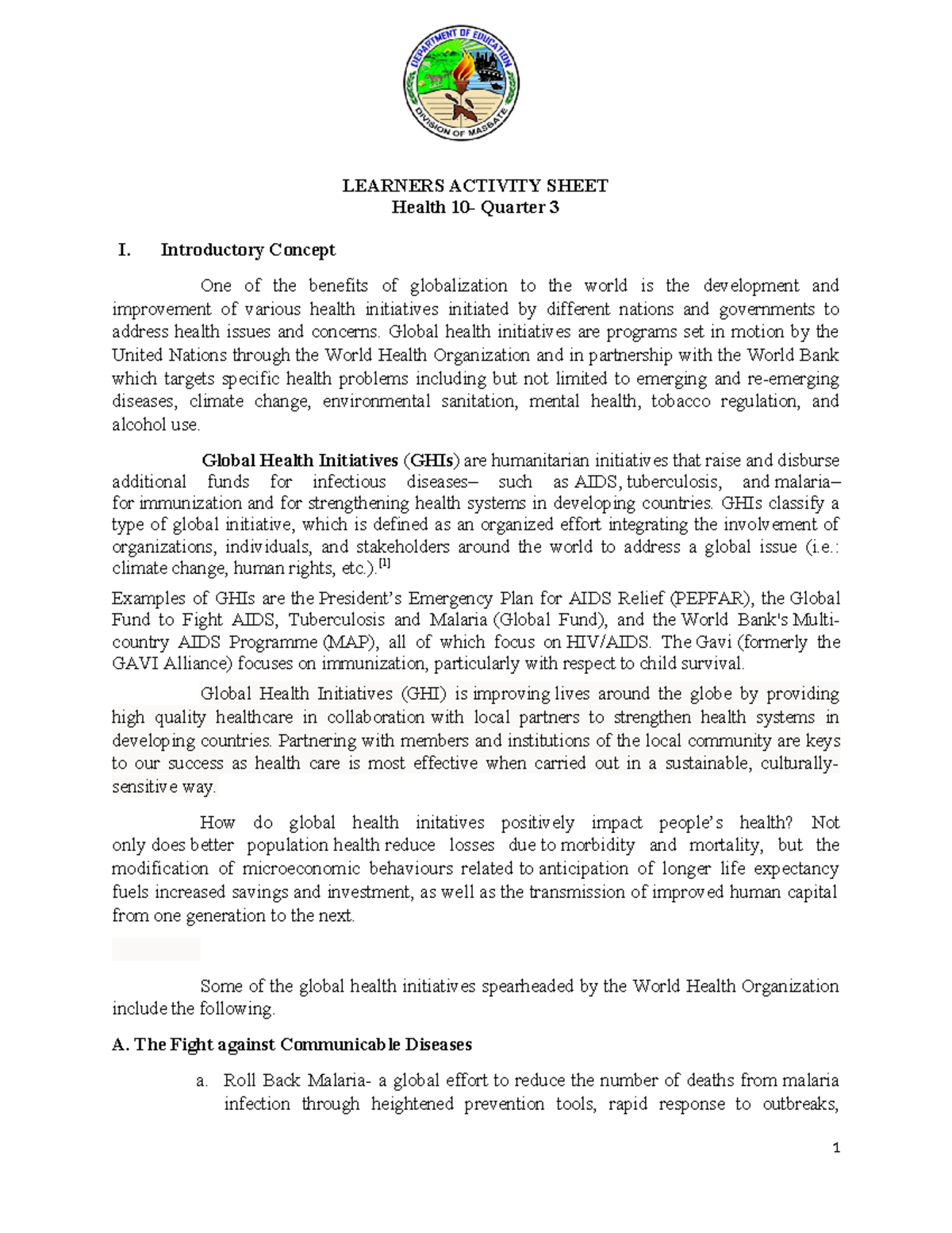 Health-10-Q3 032409 - Gamiton nyu - LEARNERS ACTIVITY SHEET Health 10 ...