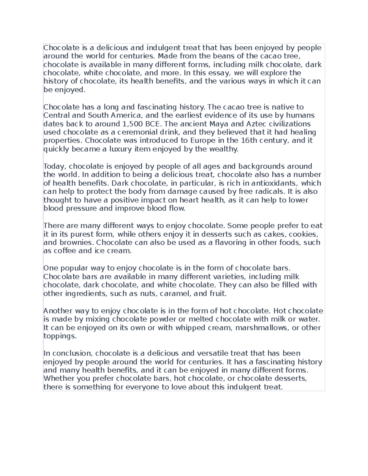 Document chocolate - This a assignment on how to help others write ...