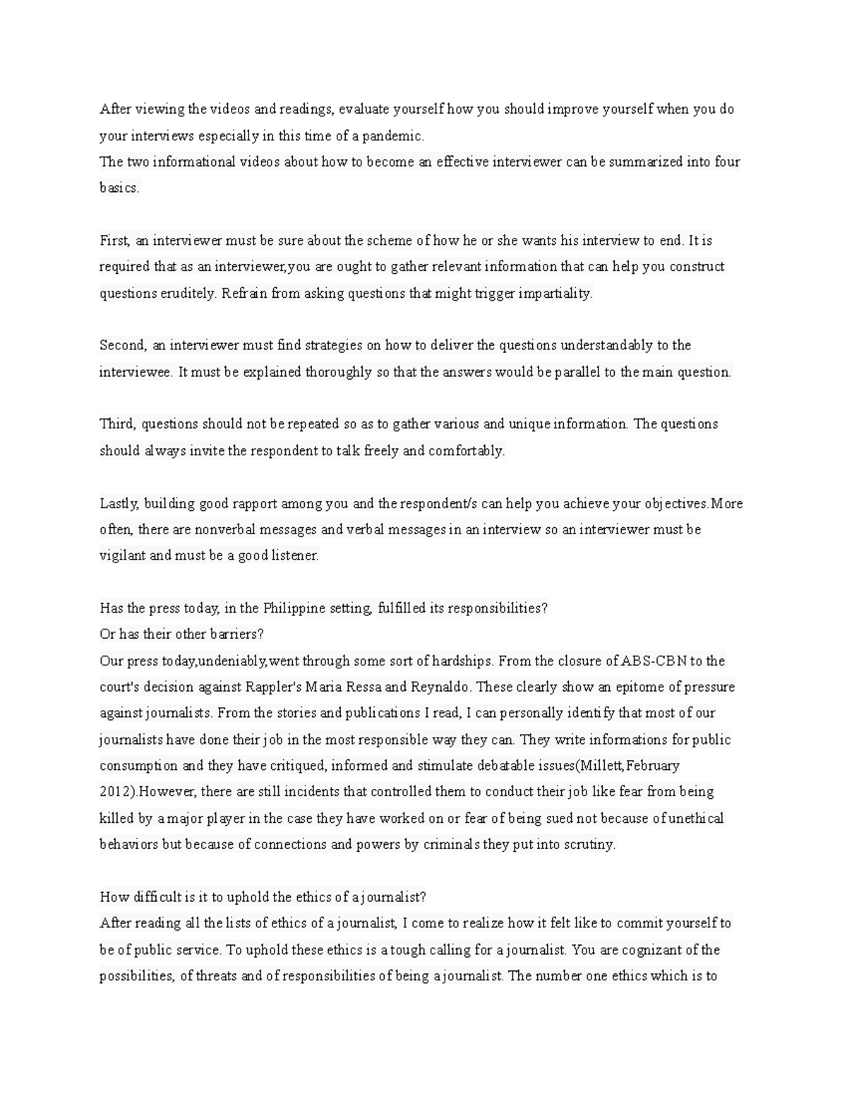Applied Journalism Notes - After viewing the videos and readings ...