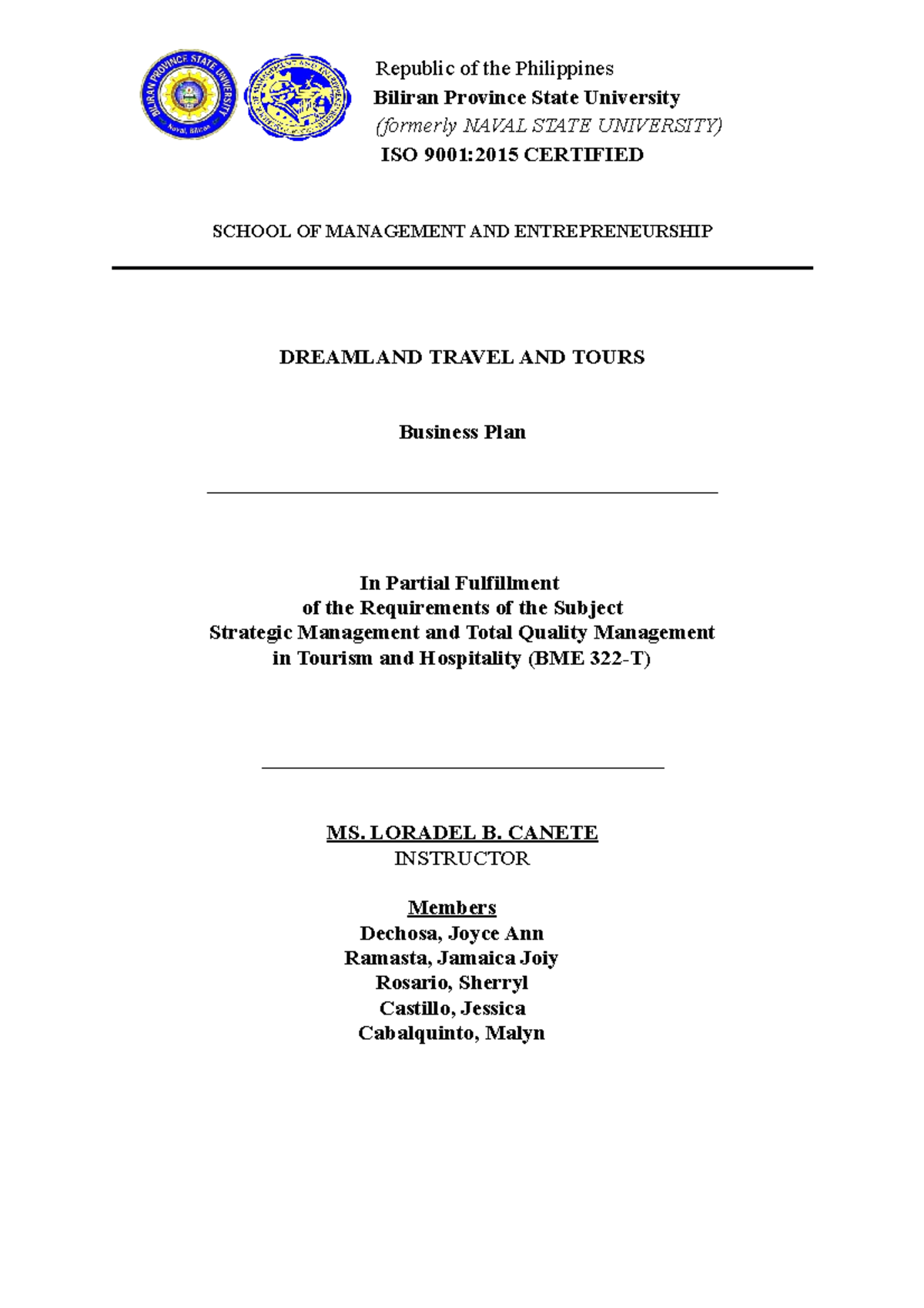 Business PLAN Print Final - Biliran Province State University (formerly ...