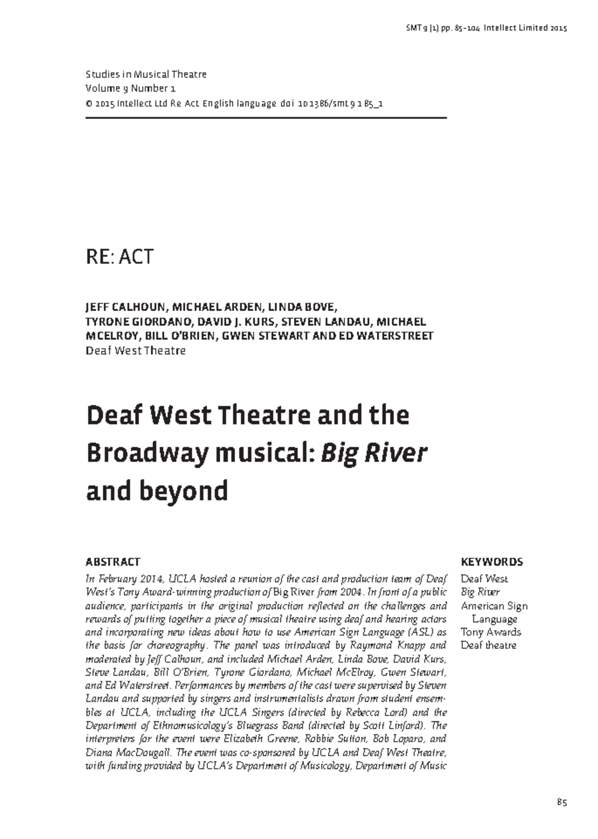 Deaf west Theatre and the Broadway musical: Big River and beyond - SMT ...