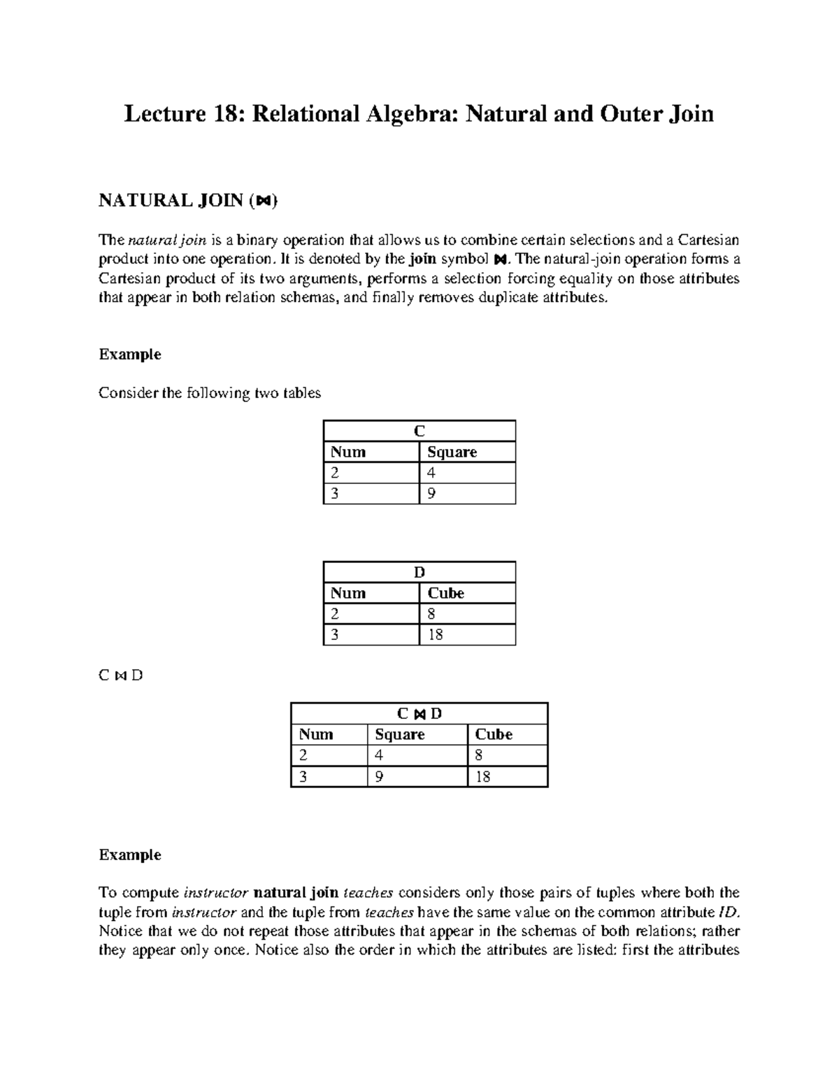 Inbound 4135769448307509940 - Lecture 1 8 : Relational Algebra: Natural ...