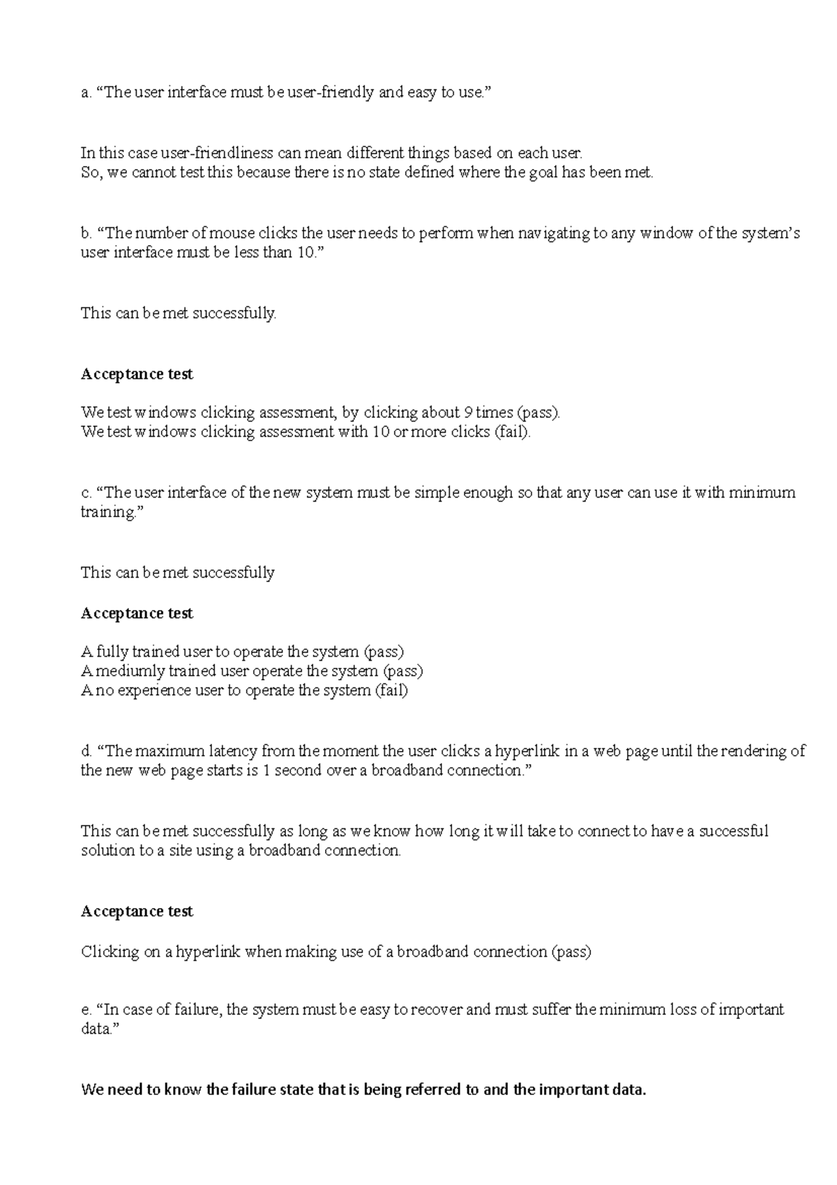WA2 - Written Assignment 2 - a. “The user interface must be user ...