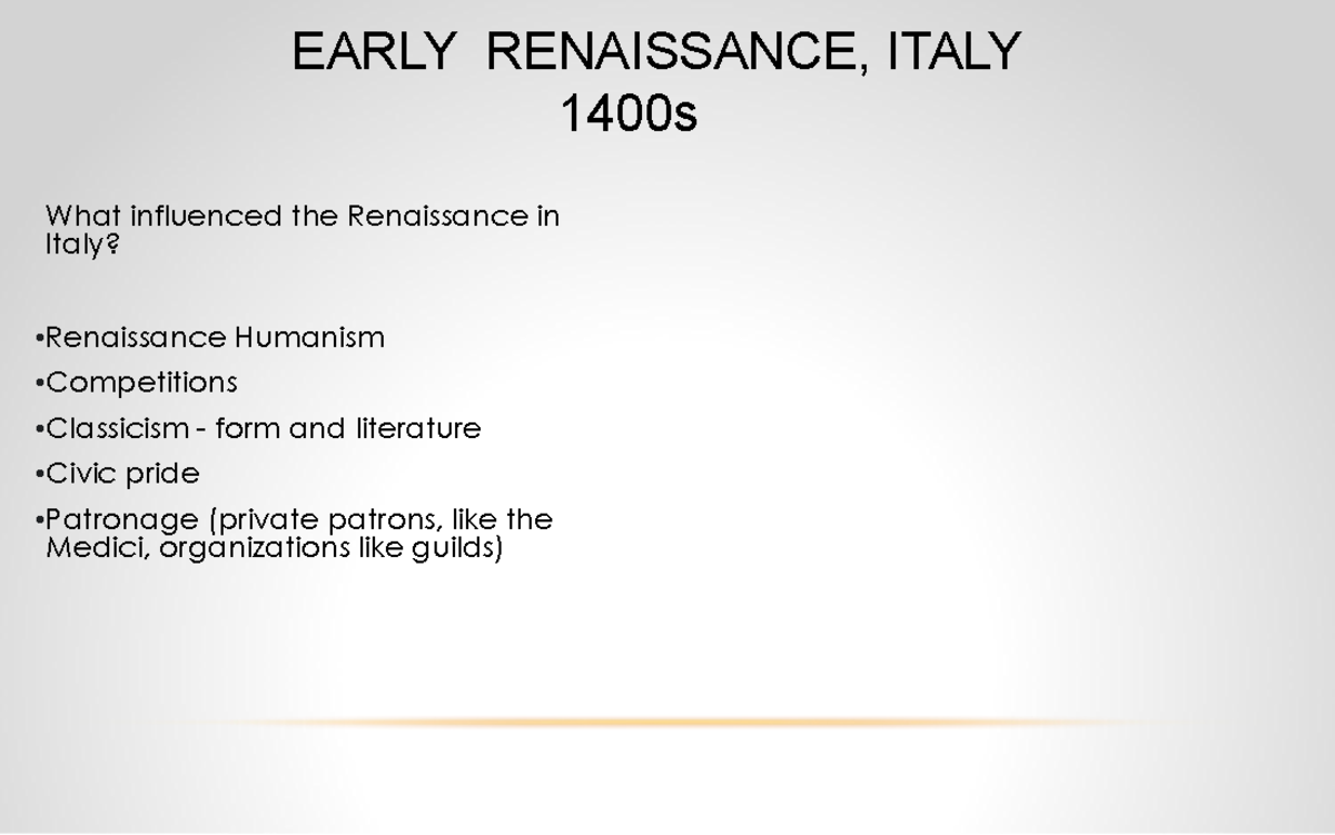 Italian Early Renaissance - What influenced the Renaissance in Italy ...