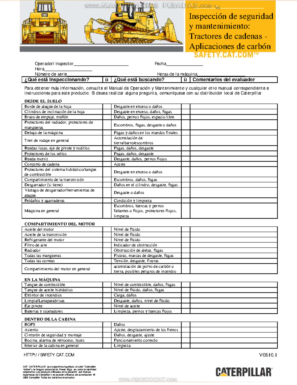 Checklist tractor de oruga 24 - HTTP:SAFETY.CAT CAT, CATERPILLAR, sus ...