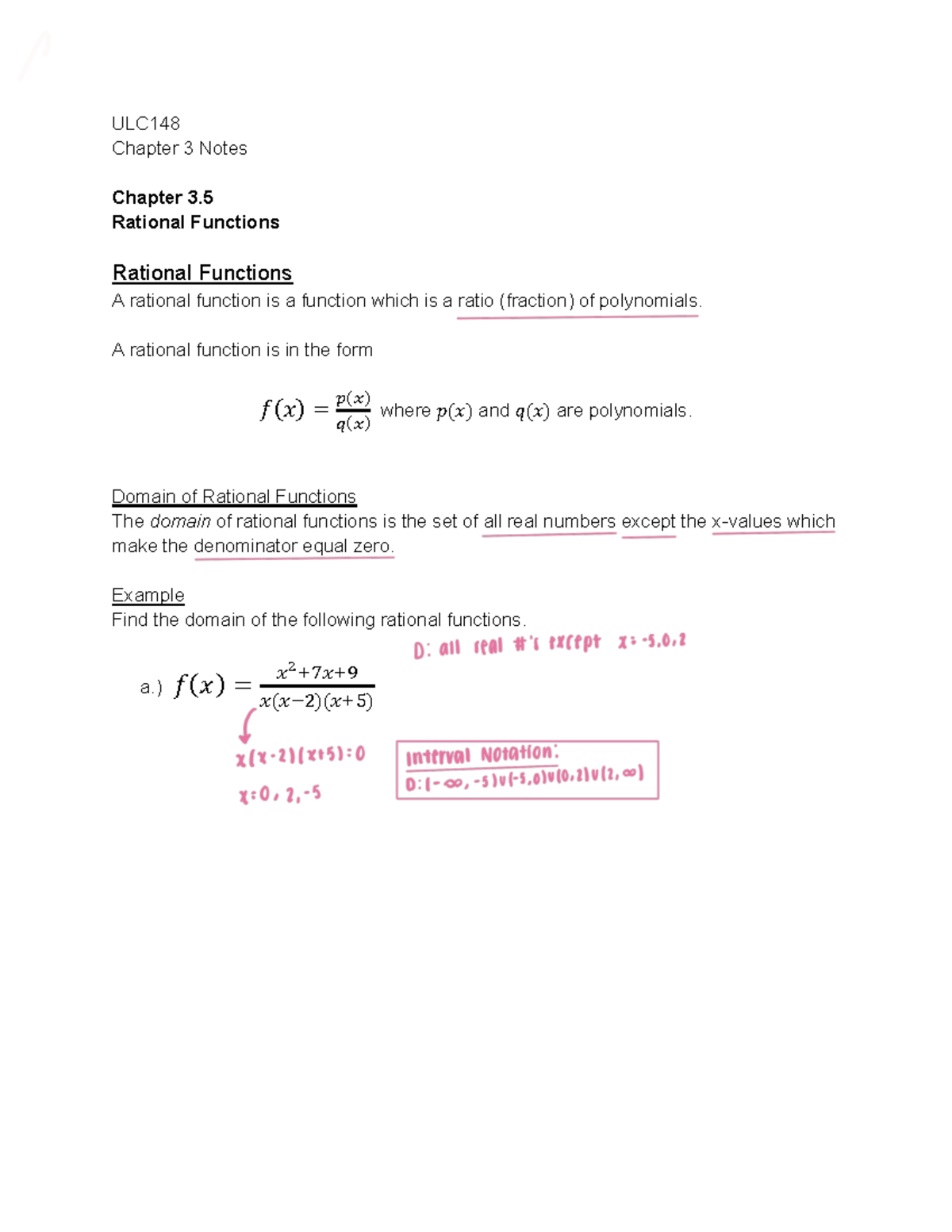 ULC148Ch3 - ch 3.5 notes - ULC Chapter 3 Notes Chapter 3. Rational ...