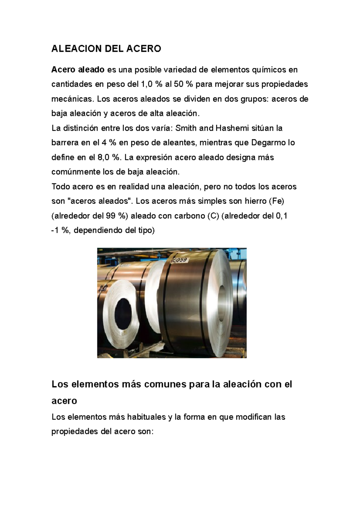 Aleacion del acero - ALEACION DEL ACERO Acero aleado es una posible ...