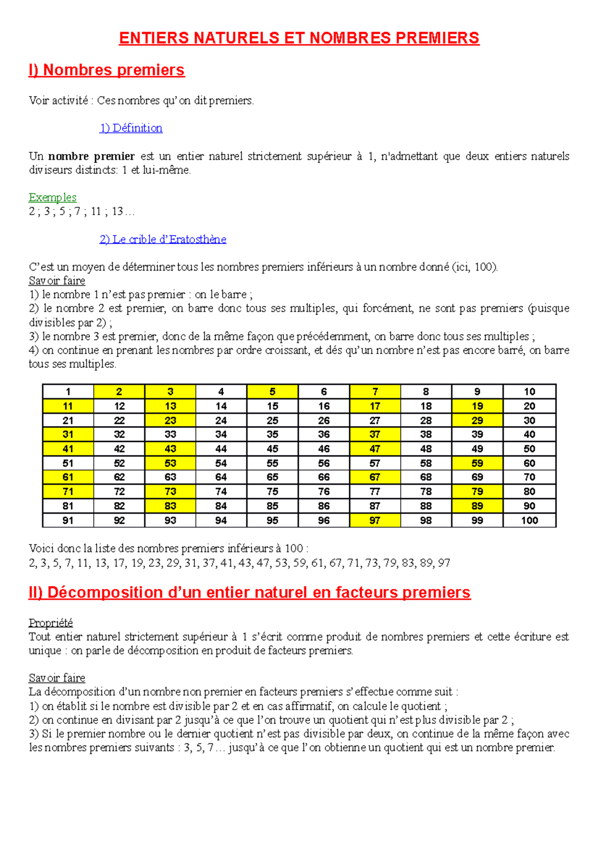 Entiers naturels - math Lycee - ENTIERS NATURELS ET NOMBRES PREMIERS I ...