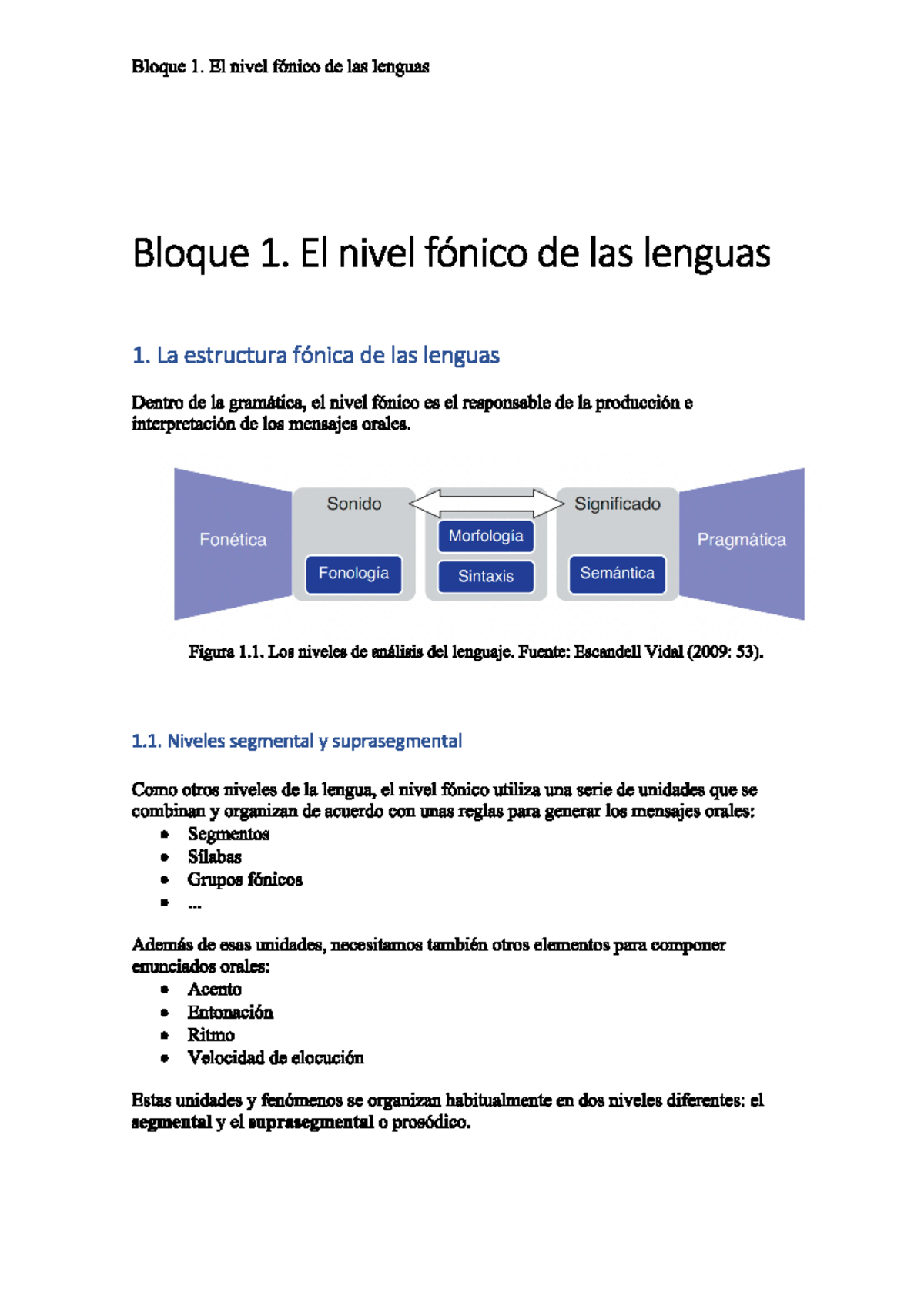 Bloque 1 - Fonética y Fonología de la Lengua Española - Studocu