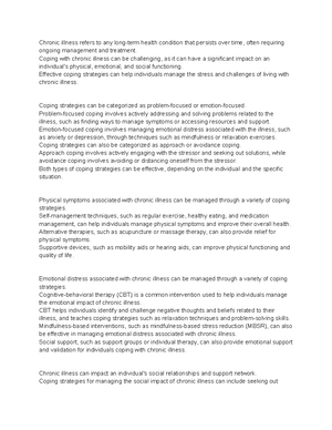 Understanding Chronic Illness Notes - Chronic illness refers to any ...