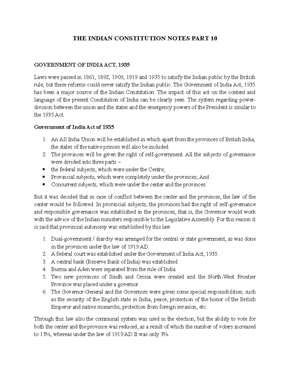 THE Indian Constitution Notes PART 10 - THE INDIAN CONSTITUTION NOTES ...