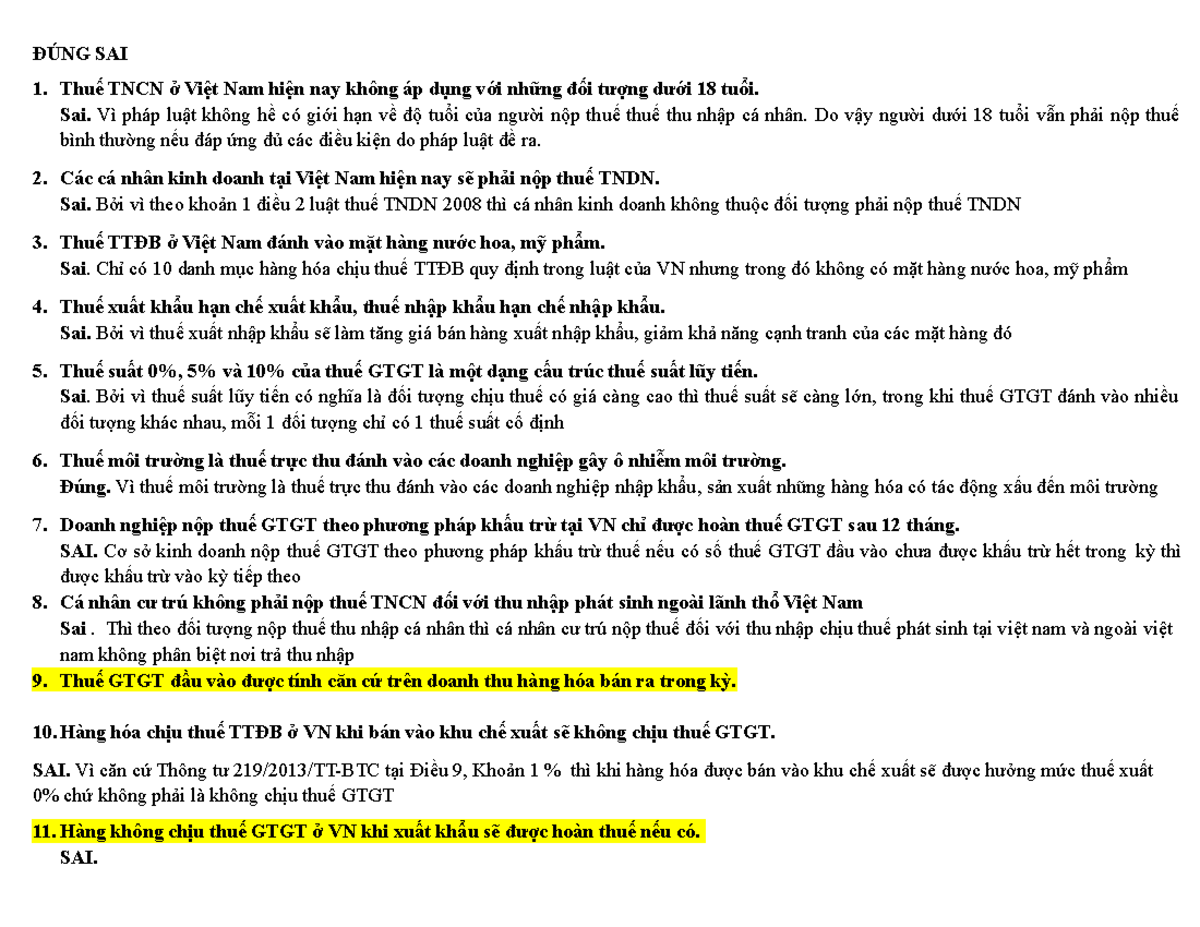 Đề kiểm tra thuế - Theo URC 522 của ICC chứng từ nào dưới đây là chứng ...