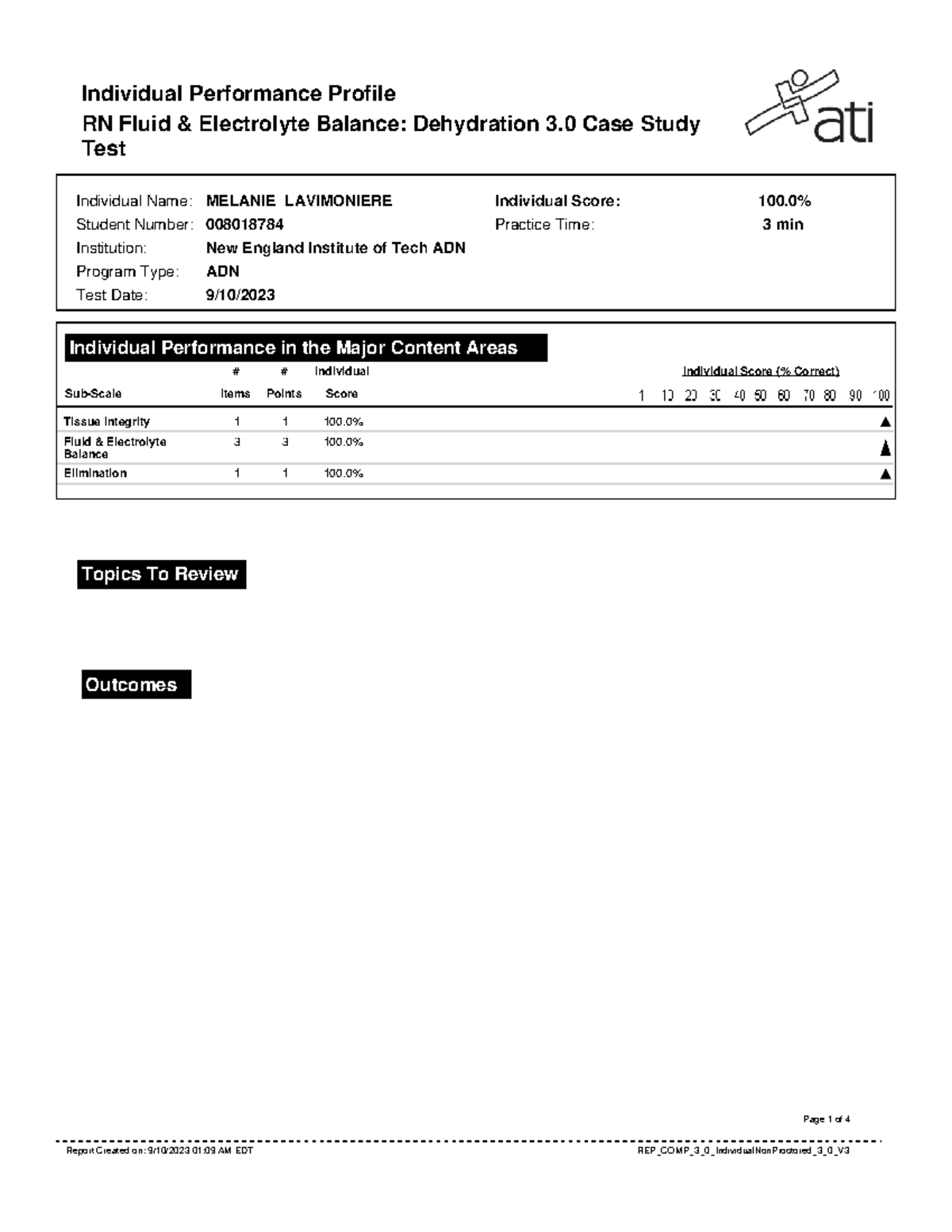 ATI Pedi dehydration video case study T5 9 - Individual Performance ...