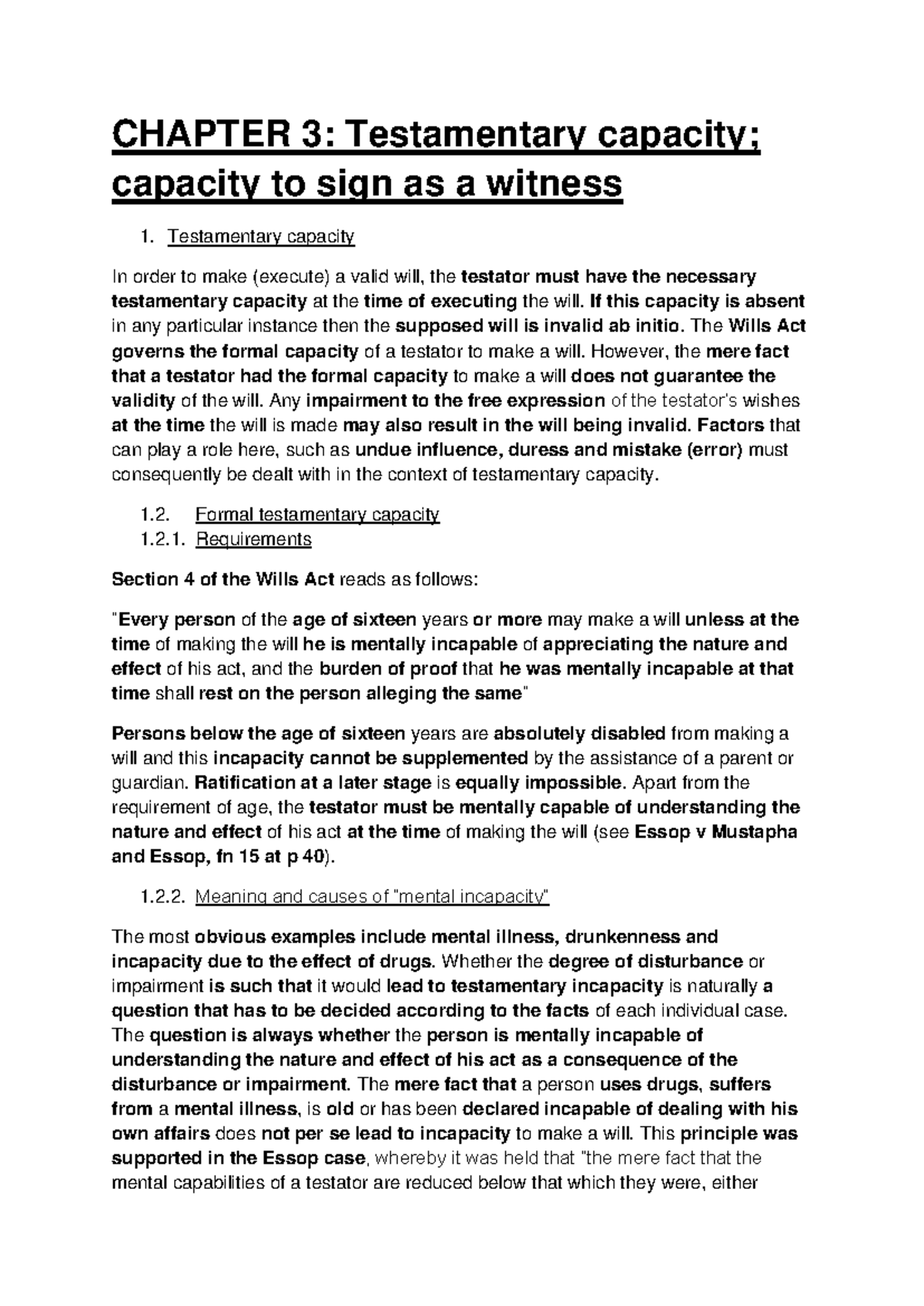 Chapter 3 - International Summary Notes - CHAPTER 3: Testamentary ...