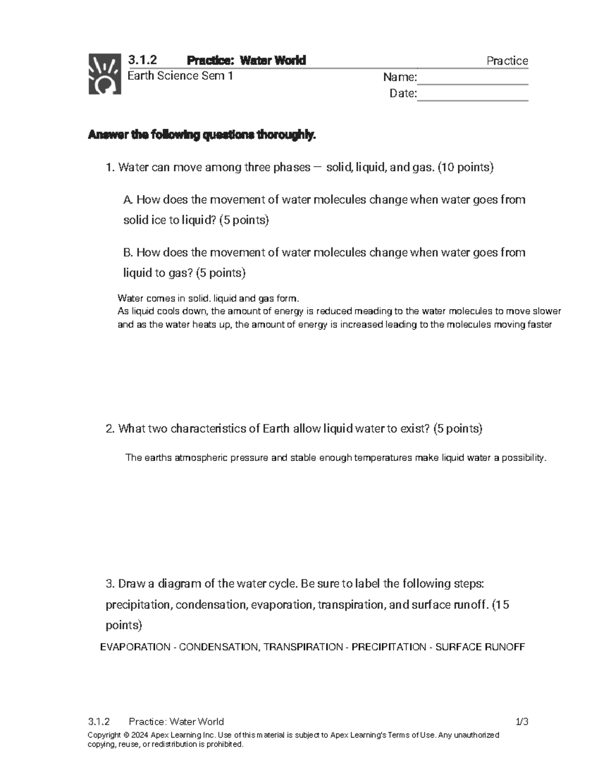 3.1.2 Practice - DONE Water World (Practice)-1 - Practice: Water World ...